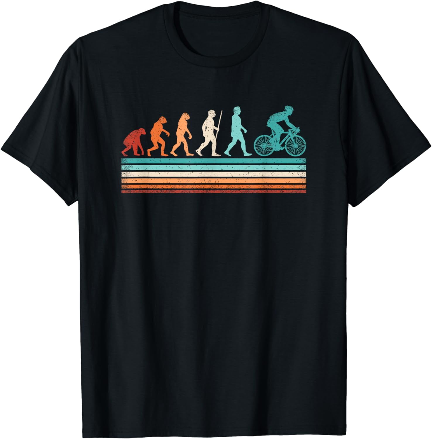 Retro Cyclist Evolution Cycling Mountain Bike Biking Bicycle T-Shirt ...