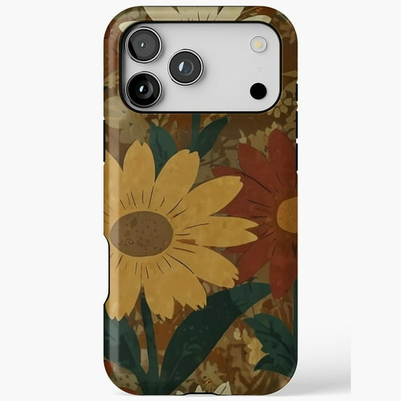Retro Daisy Flower Pattern Vintage 70s iPhone Case 11 to 17 Pro Max ...