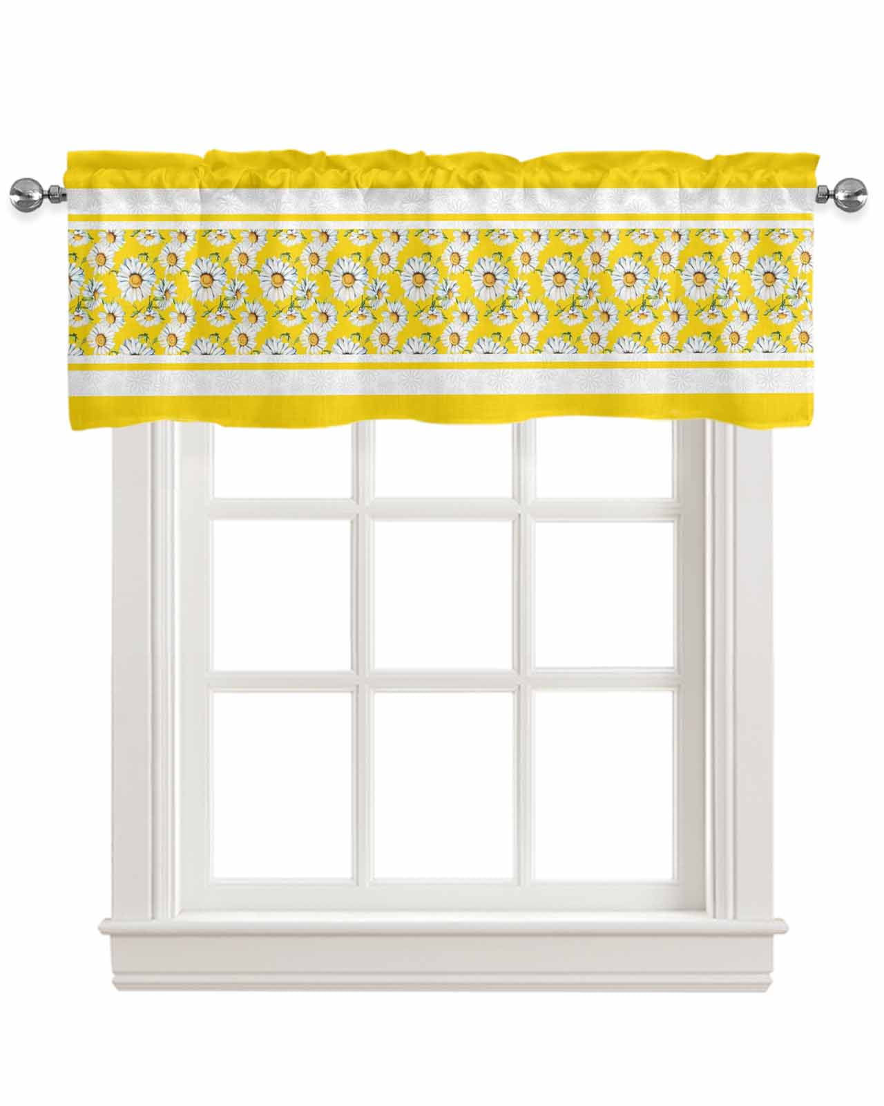 Retro Daisy Kitchen Valances for Windows Farmhouse Linen Window Valance ...