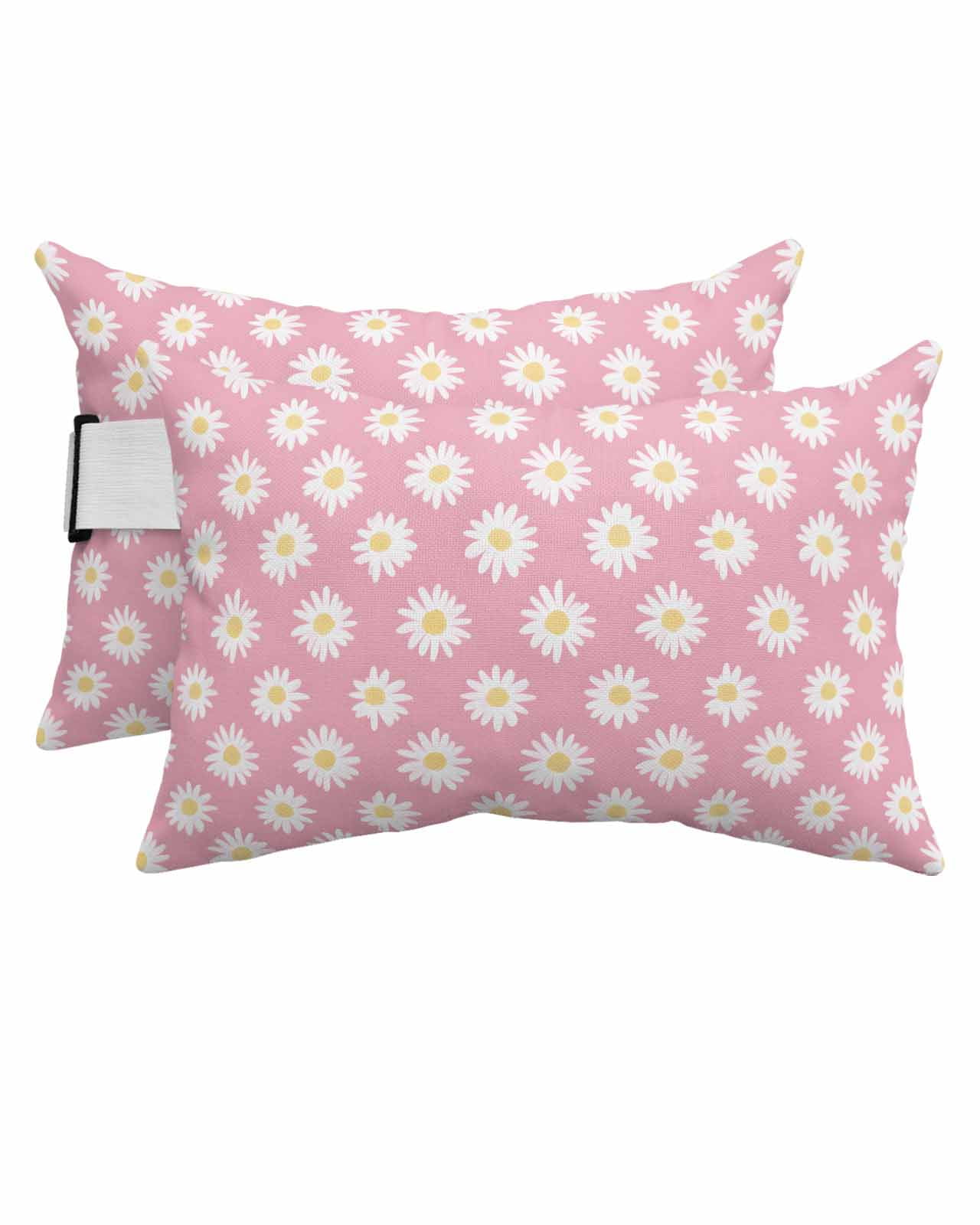 Retro Daisy Outdoor Head Resting Pillows with Insert White Floral Pink ...