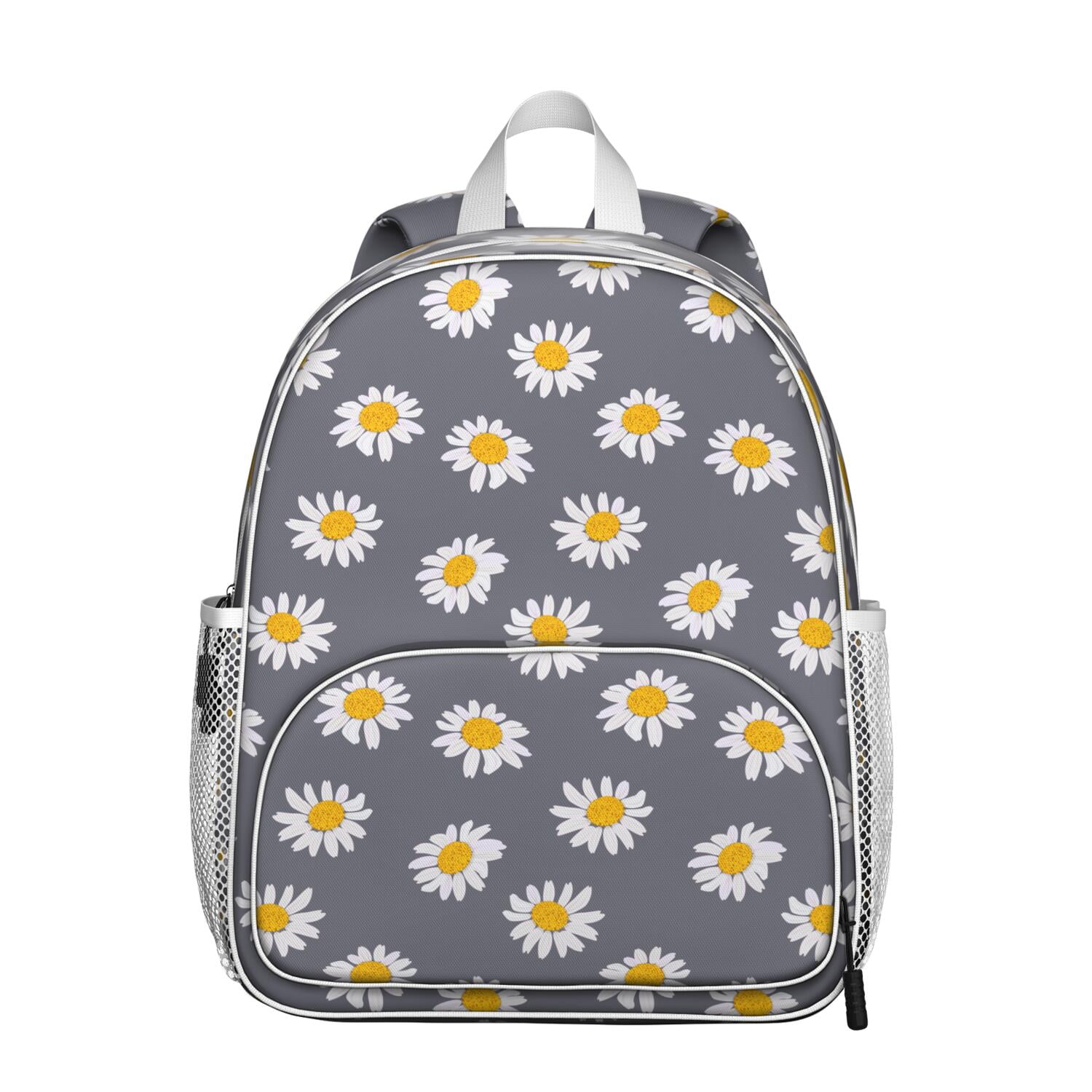 Retro Daisy Print Ergonomic Backpack - Waterproof Student Bag with ...