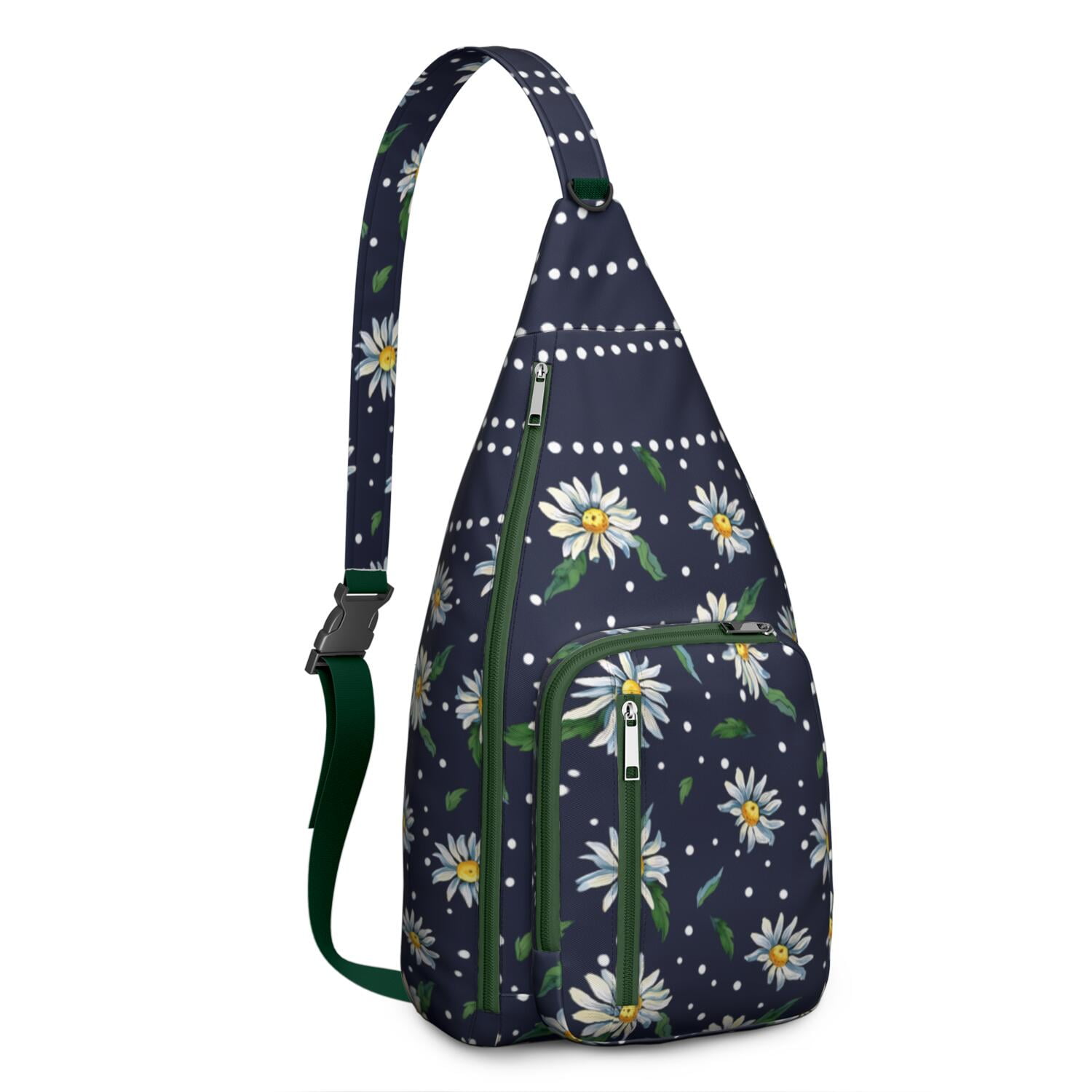 Retro Daisy Sling Backpack - 70s Inspired Flower Design, Multi-Pocket ...