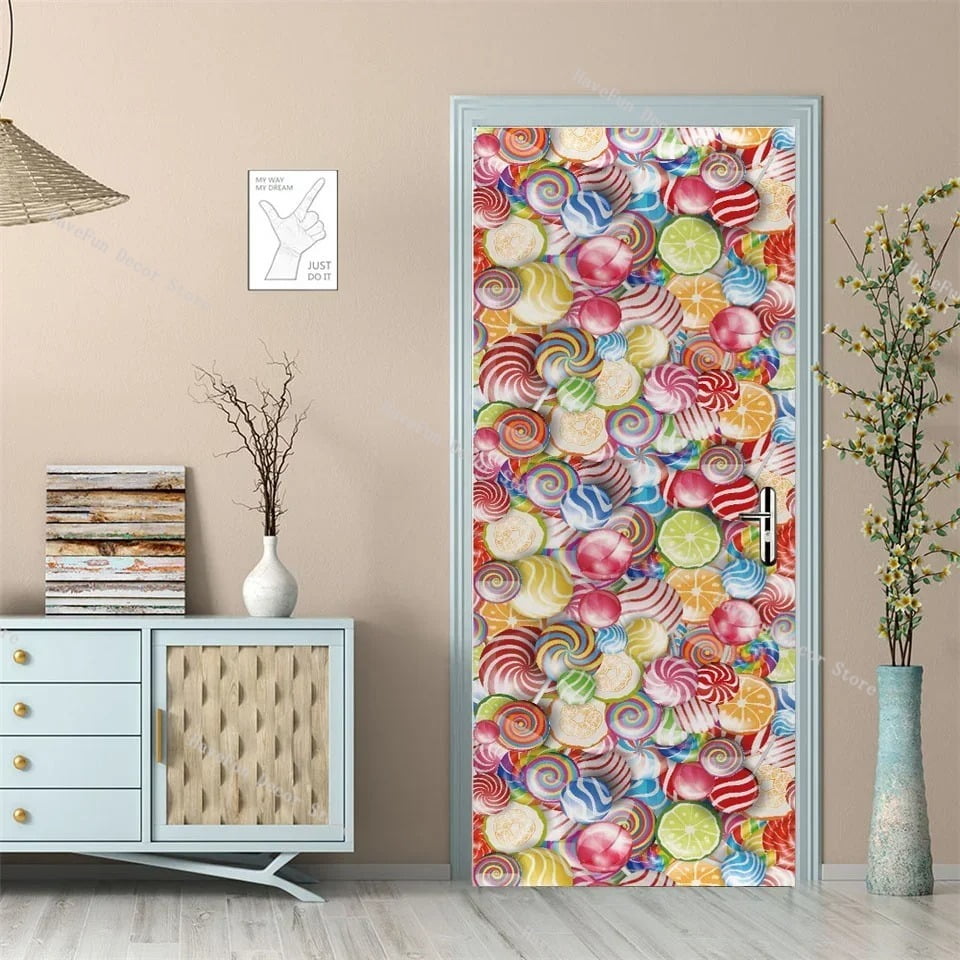 Retro Dandelion Pattern Door Stickers Art Home ration D Removable Mural ...