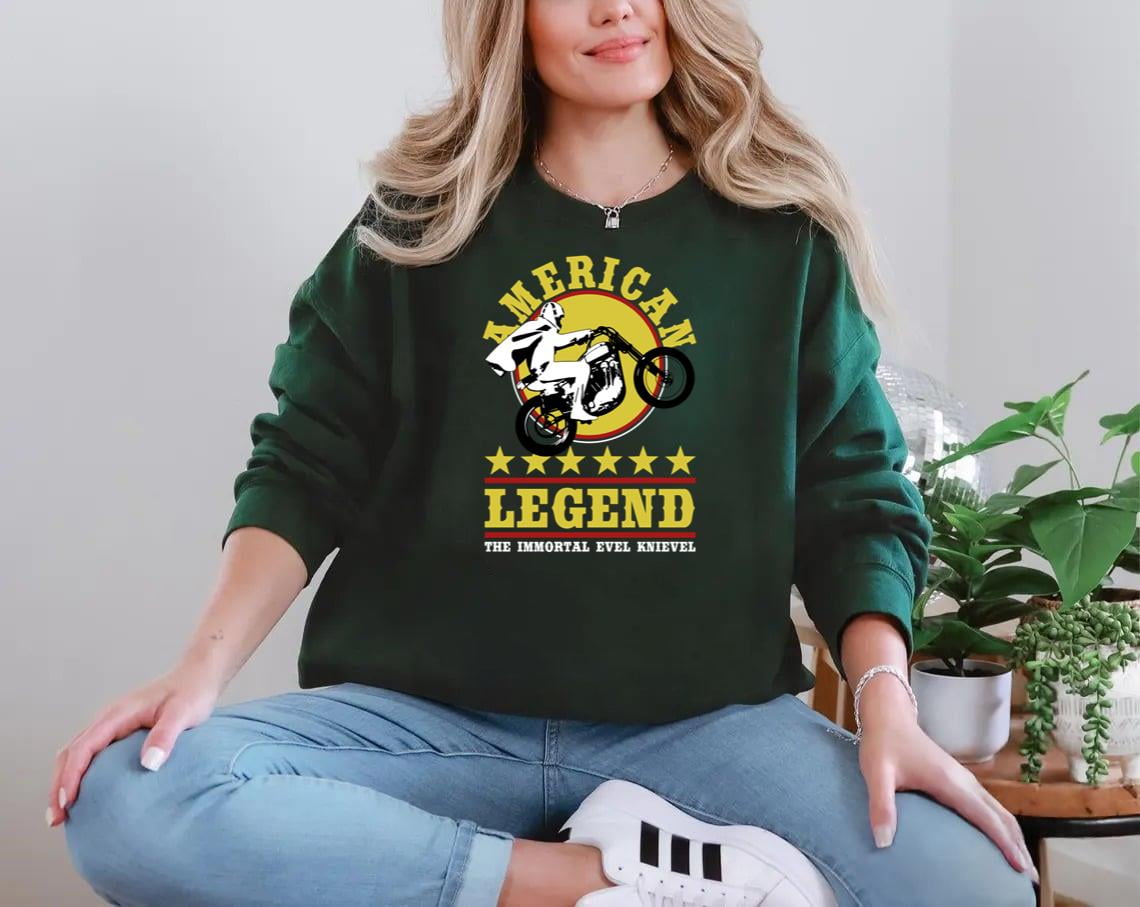 Retro Daredevil Sweatshirt with Evel Knievel Motorcycle Tribute, for ...