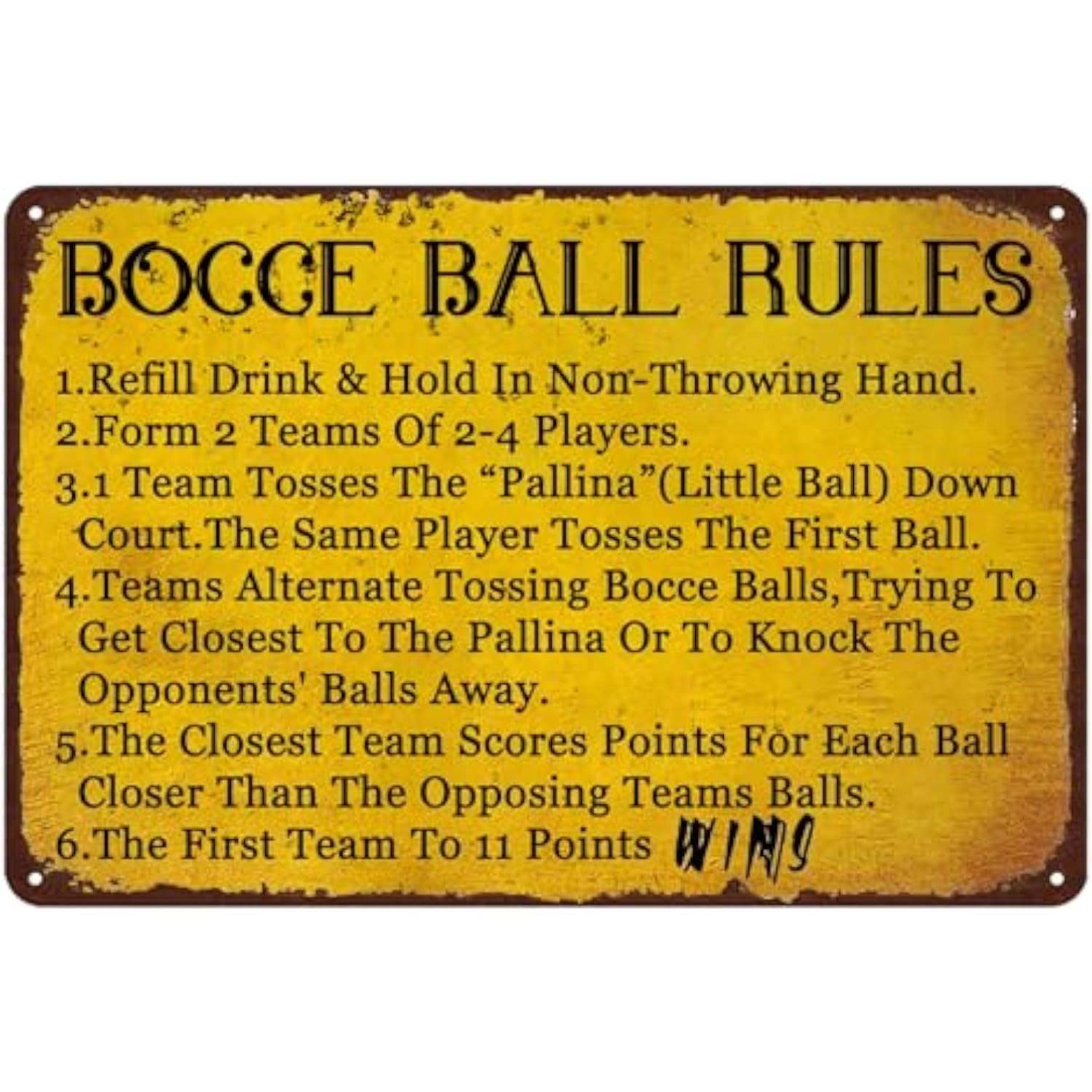 Retro Decor Tin Signs,"Bocce Ball Game Rules Sign",for garage,bar ...