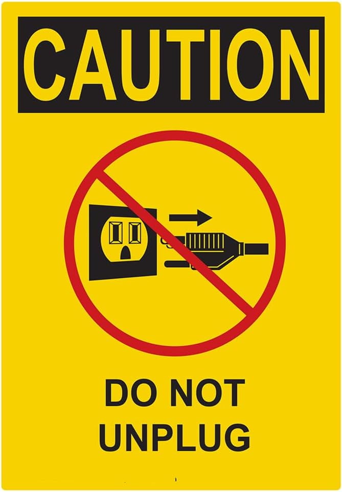 Retro Decor Tin Signs,“Caution - Do Not Unplug Sign”,for garage,bar ...