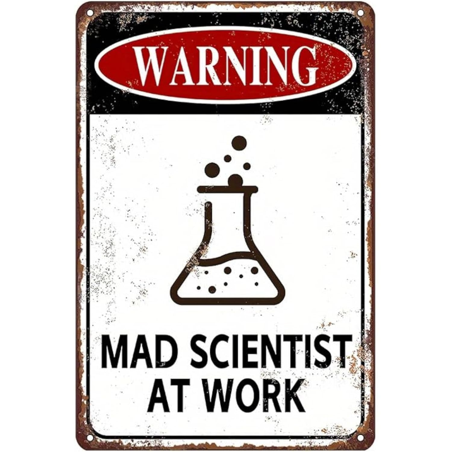Retro Decor Tin Signs,"Mad Scientist Themed Warning Sign",for garage ...