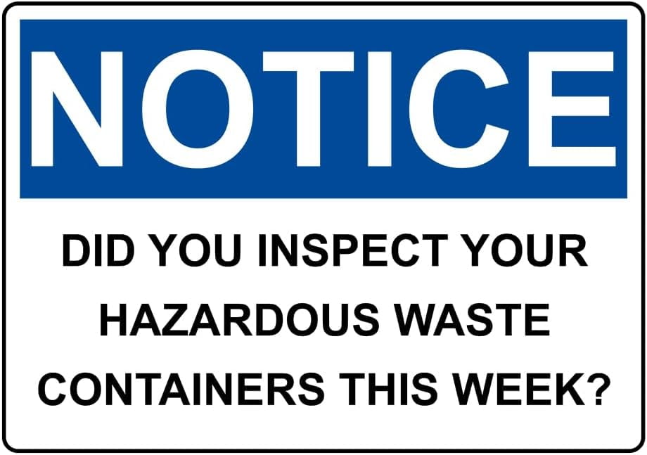 Retro Decor Tin Signs,“Notice - Hazardous Waste Inspection Reminder ...
