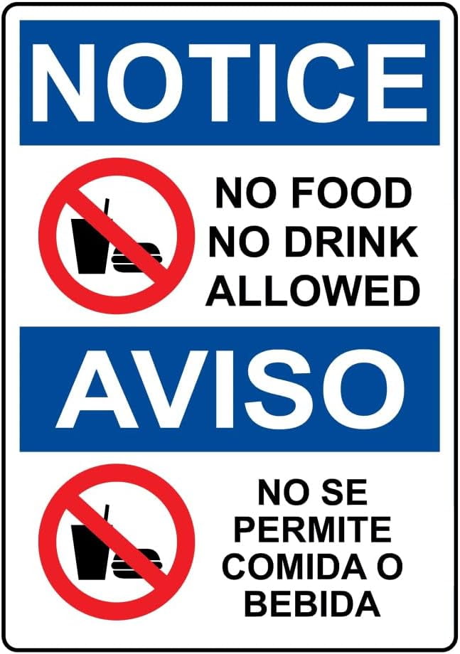 Retro Decor Tin Signs,“Notice - No Food or Drink Sign”,for garage,bar ...