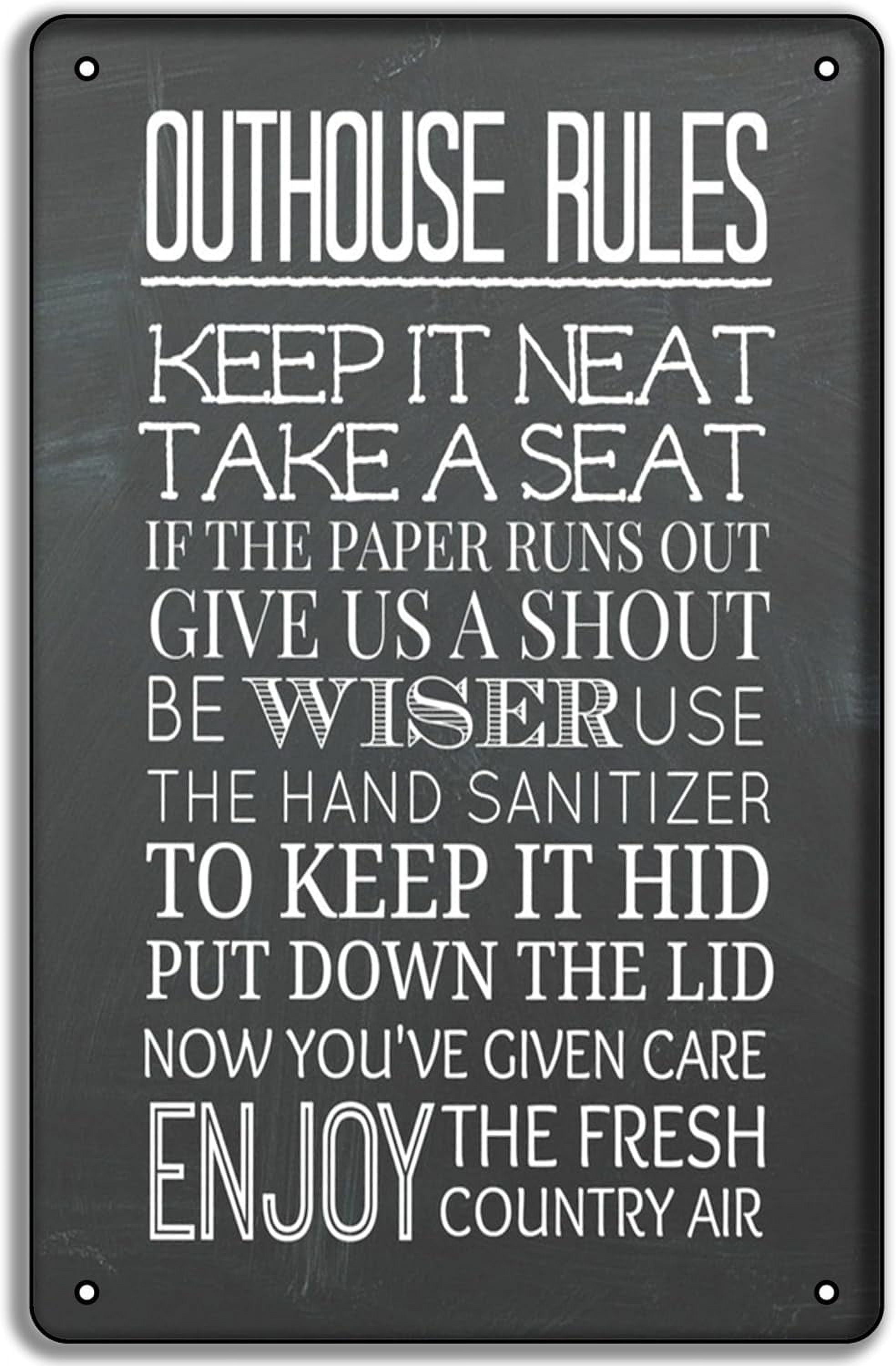 Retro Decor Tin Signs,"Outhouse Rules Sign with a Humorous Tone",for ...