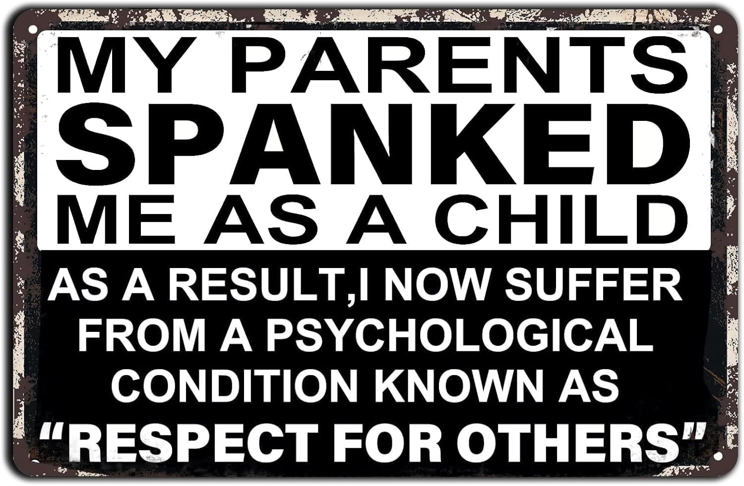 Retro Decor Tin Signs,“Spanking and Respect Humorous Sign”,for garage ...