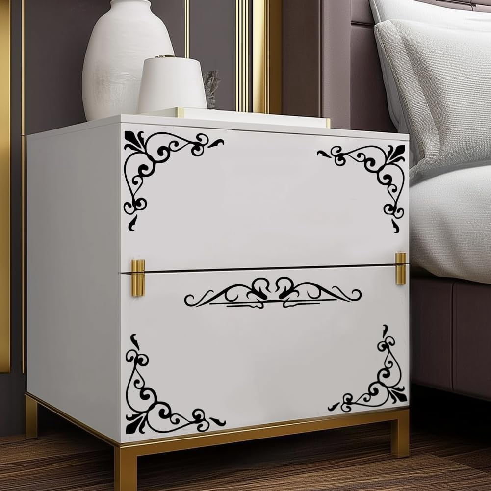 Retro Decorative Border Decals for Furniture Black Vine Wall Stickers ...