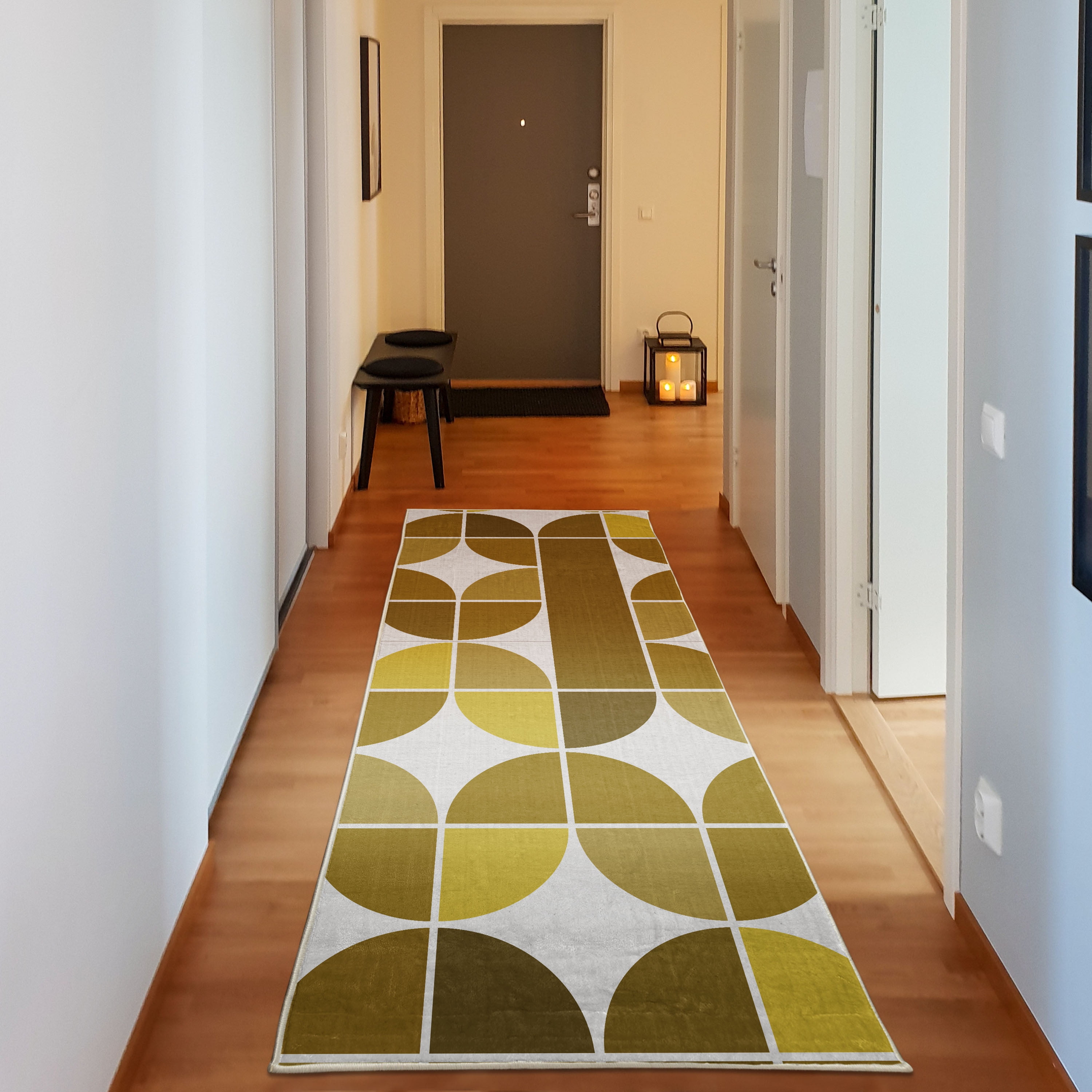 Retro Decorative Rug, Pop Art Funky Unusual Geometric Forms Mosaic ...