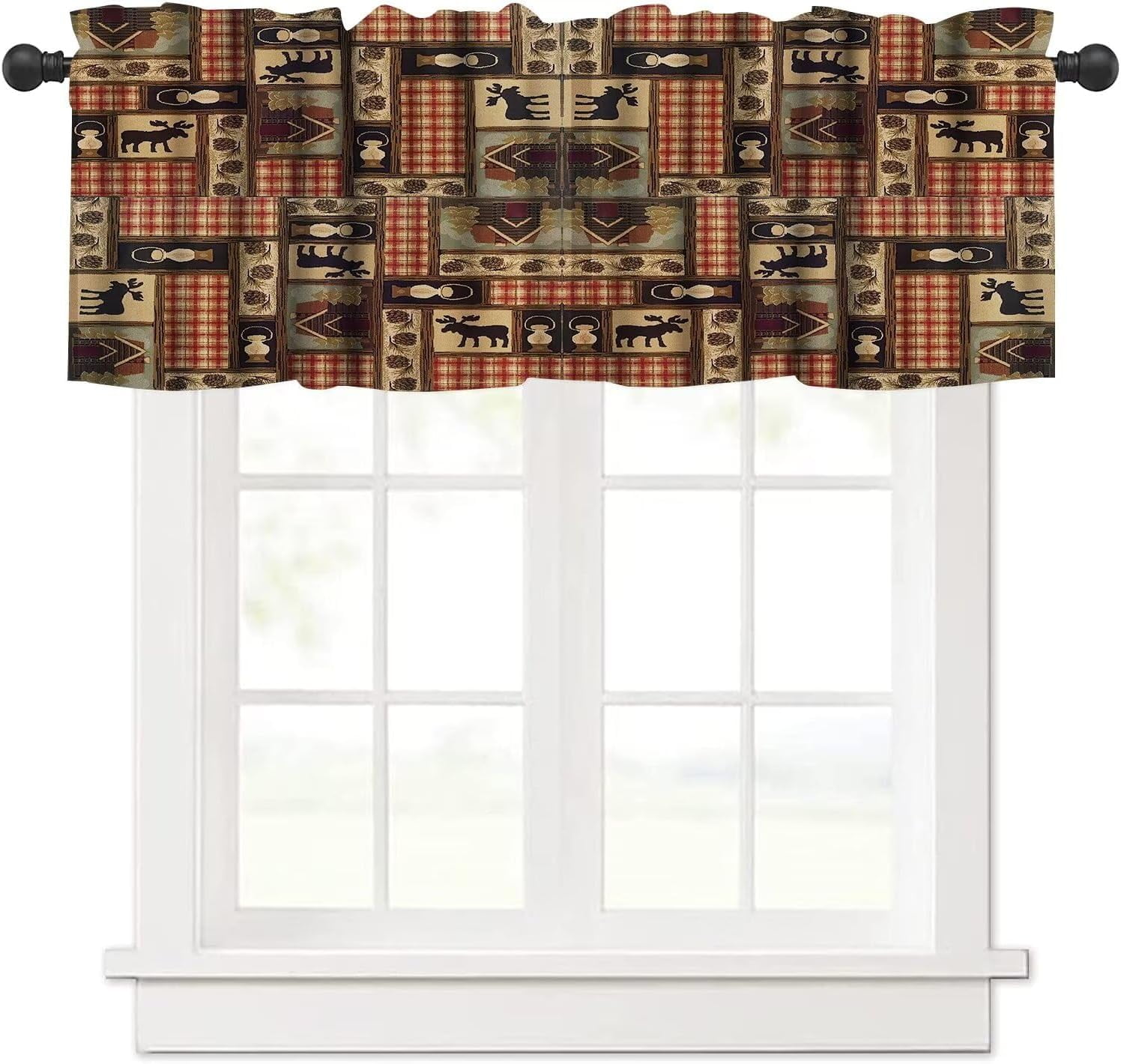 Retro Deer Bear Valance Wildlife Country Style Farmhouse Cottage ...