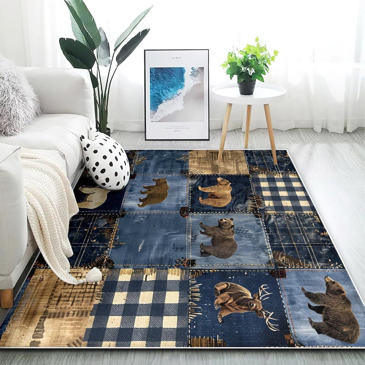 Retro Denim Pattern Area Carpet Living Room Luxury Carpets Home ration ...