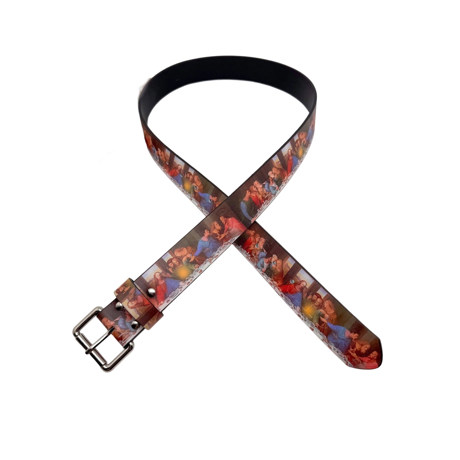 Retro Design Belt Featuring The Last Supper Artwork PU Leather Sash ...