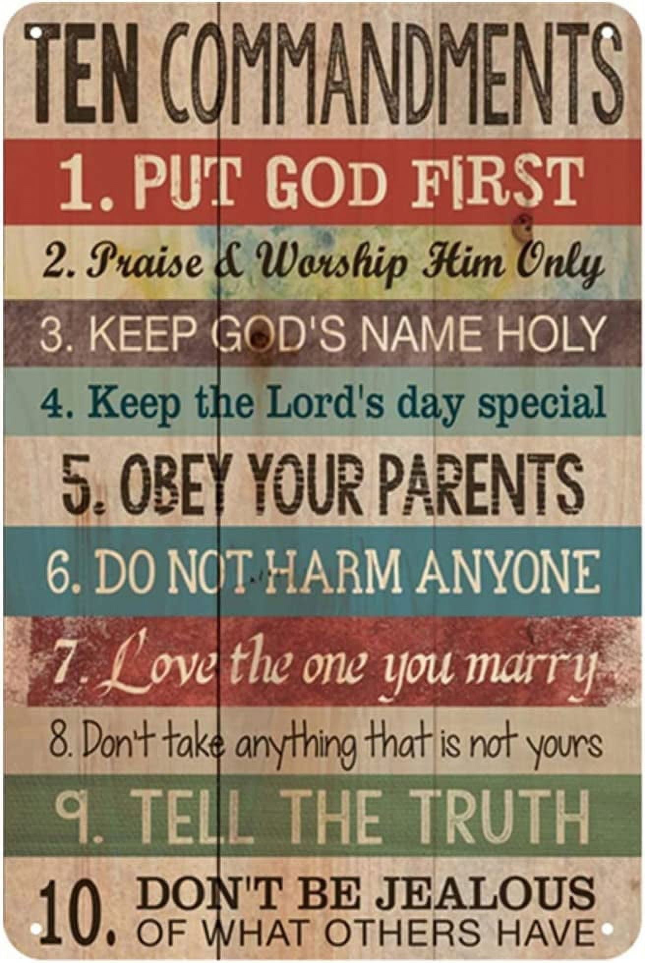 Retro Design Ten Commandments Metal Tin Sign Vintage Poster Wall Art ...