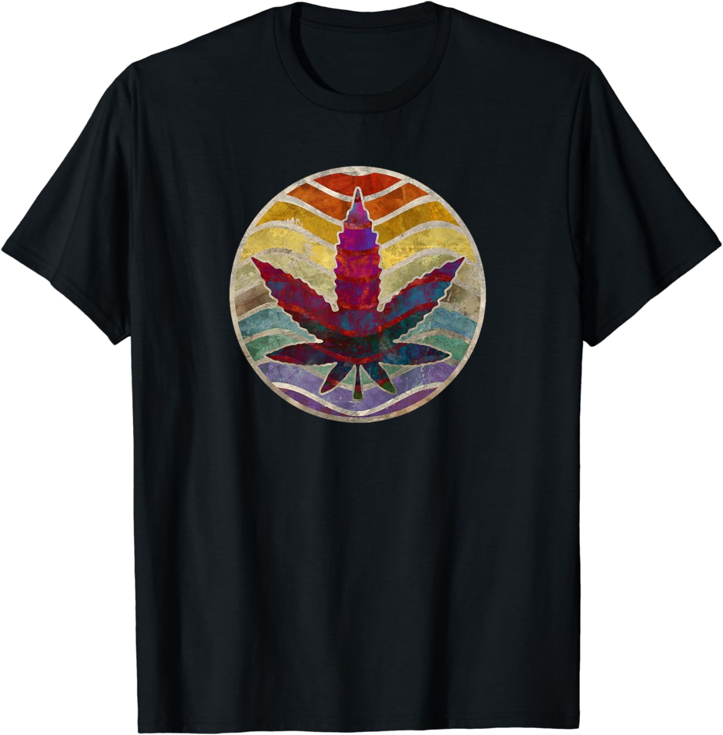 Retro Design of Marijuana Leaf. Cannabis Weed. T-Shirt - Walmart.com