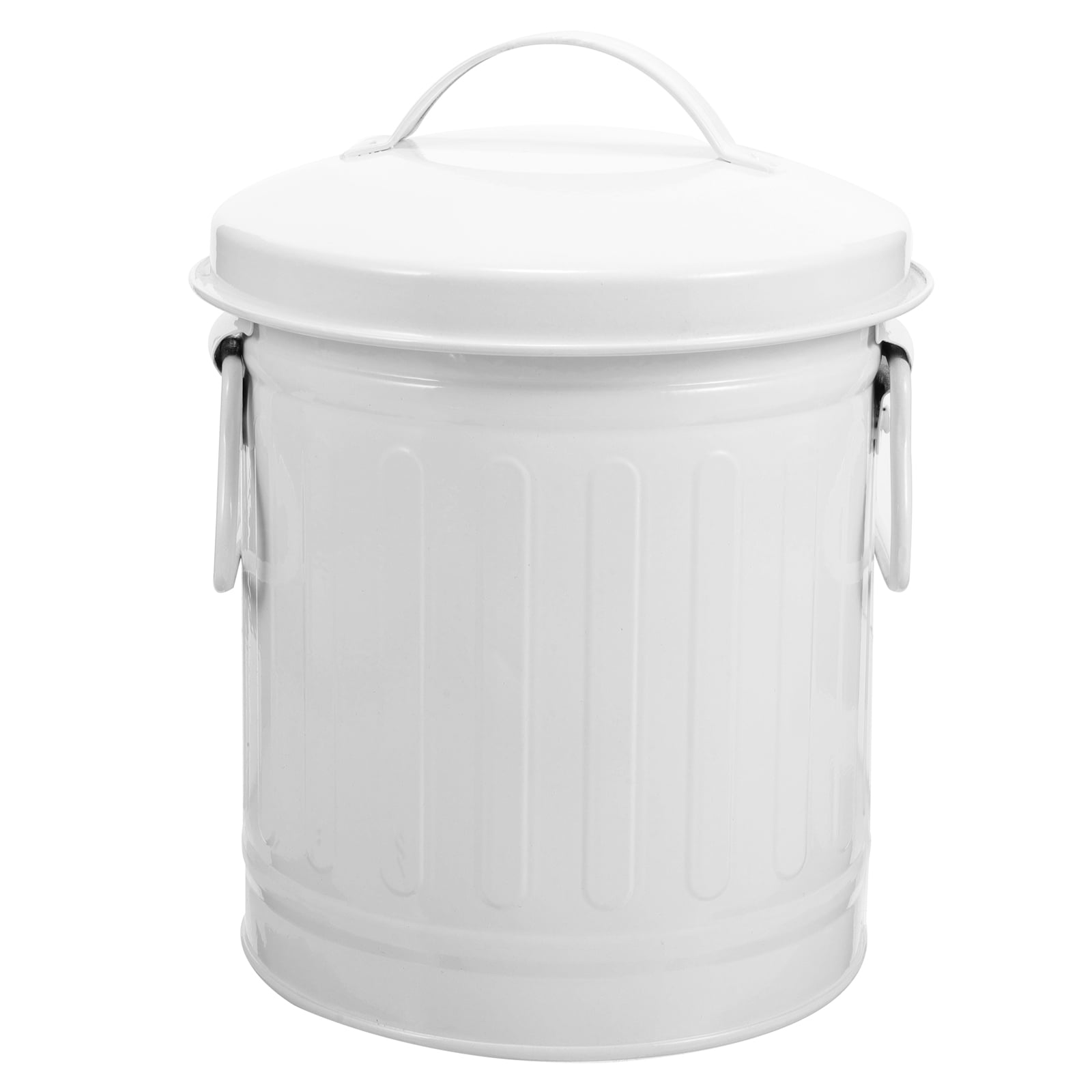 Retro Desktop Stationery Storage Bucket Trash Can with Lid Indoor ...