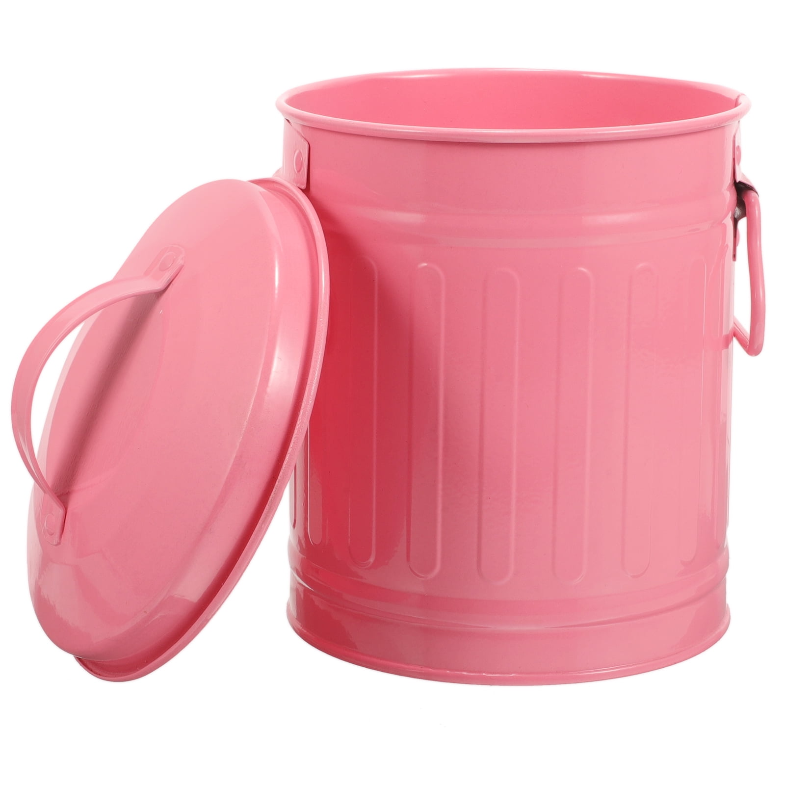Retro Desktop Stationery Storage Bucket Trash Can with Lid Work Garbage ...