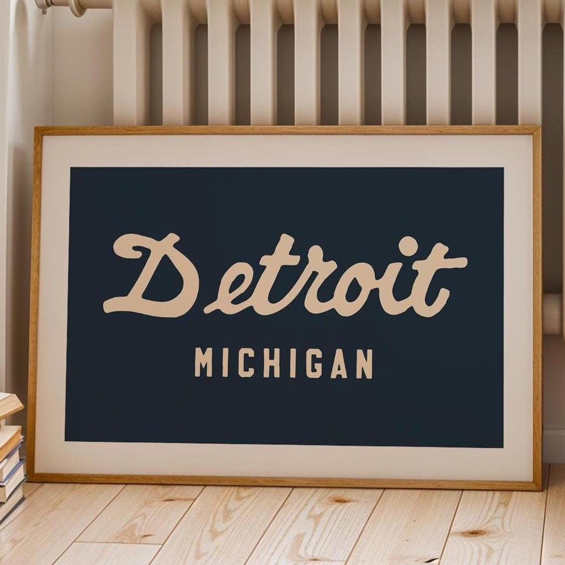 Retro Detroit Michigan Art Print Detroit Wall Decor Detroit Poster ...