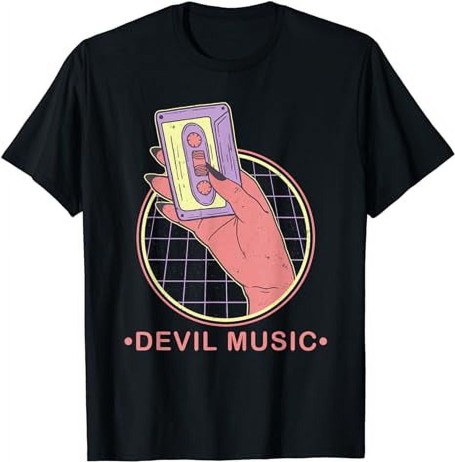 Retro Devil Music Anime Gift - 80s Aesthetic Occult T-Shirt - Walmart.com