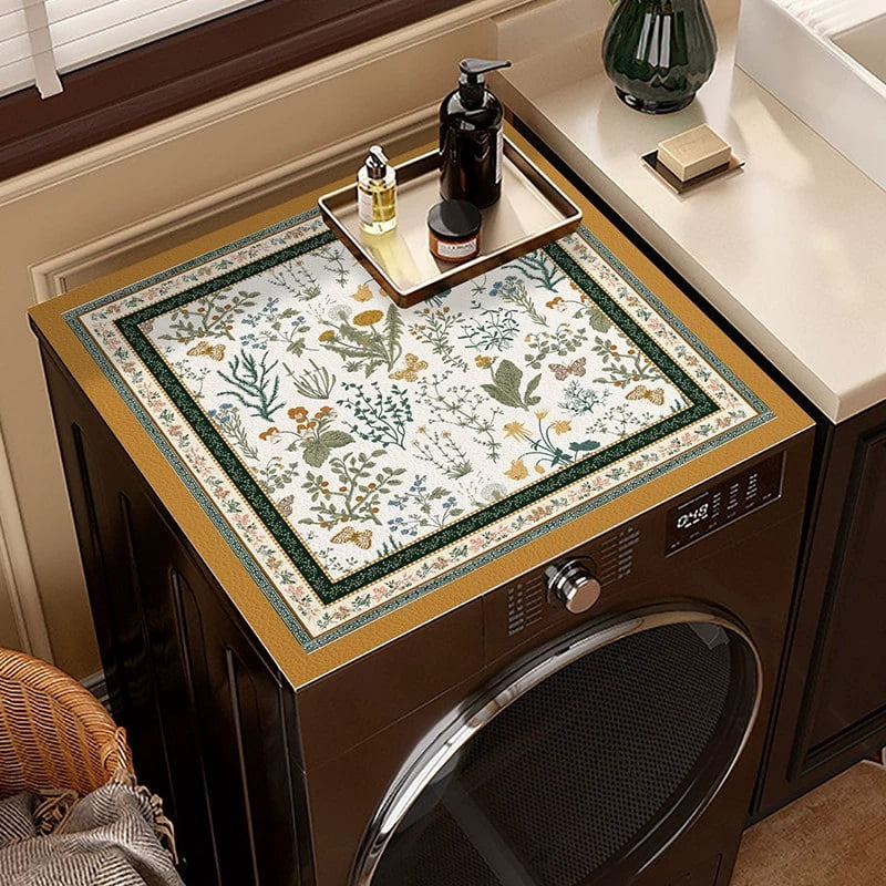 Retro Diatom Mud Absorbent Washing Machine Cover Pad - 50x60cm, Dust ...