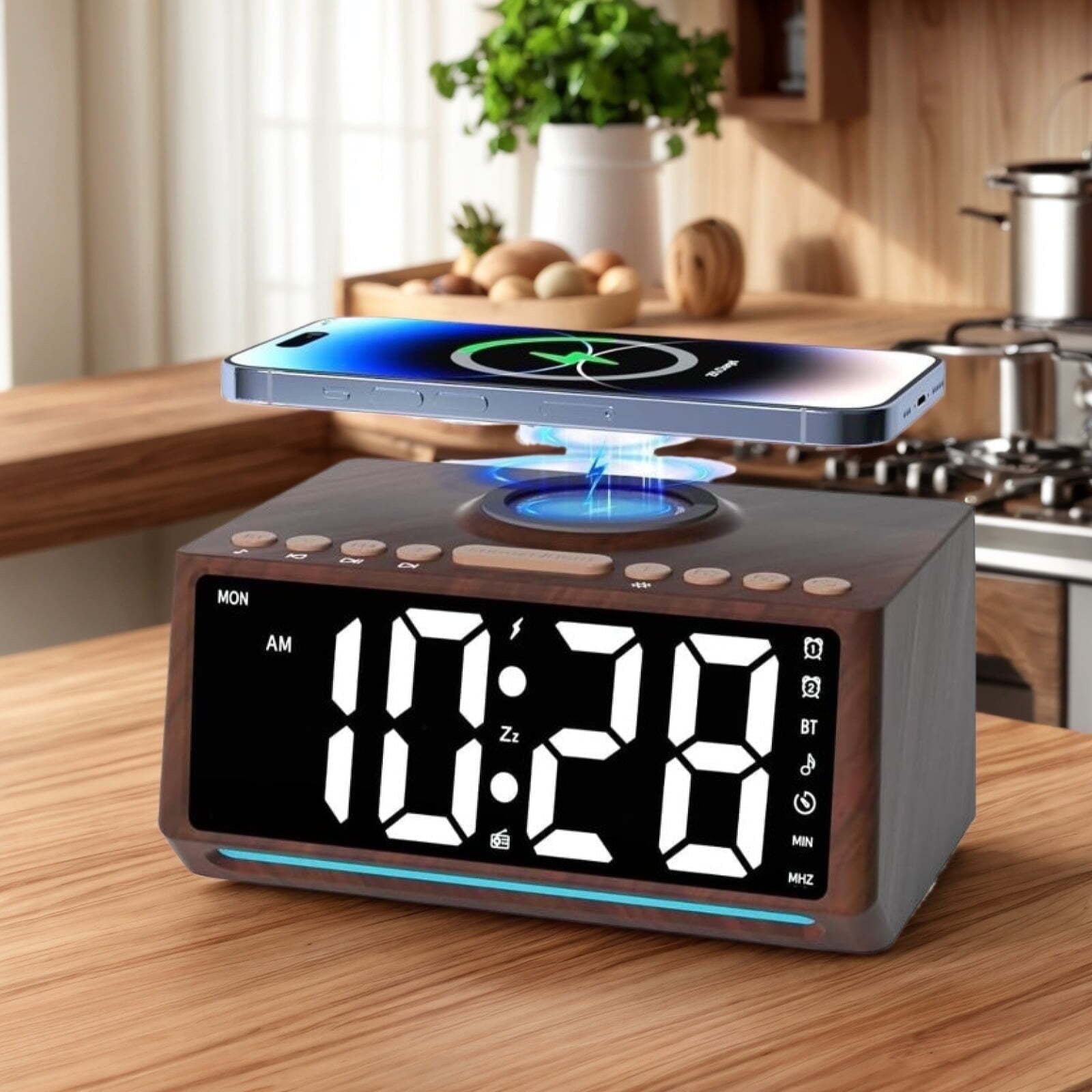 Retro Digital Alarm Clock with Bluetooth Speaker, RGB Lights and Night ...