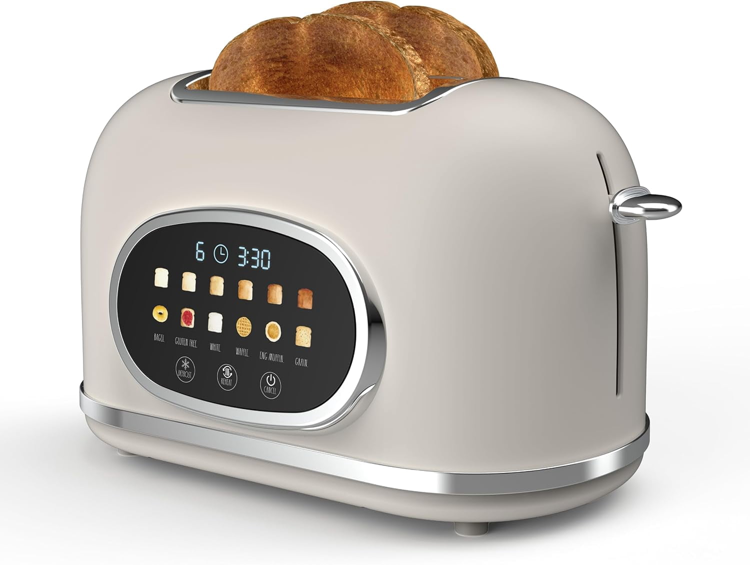 Retro Digital Electric Toaster, 2 Slice Stainless Steel Toaster With ...