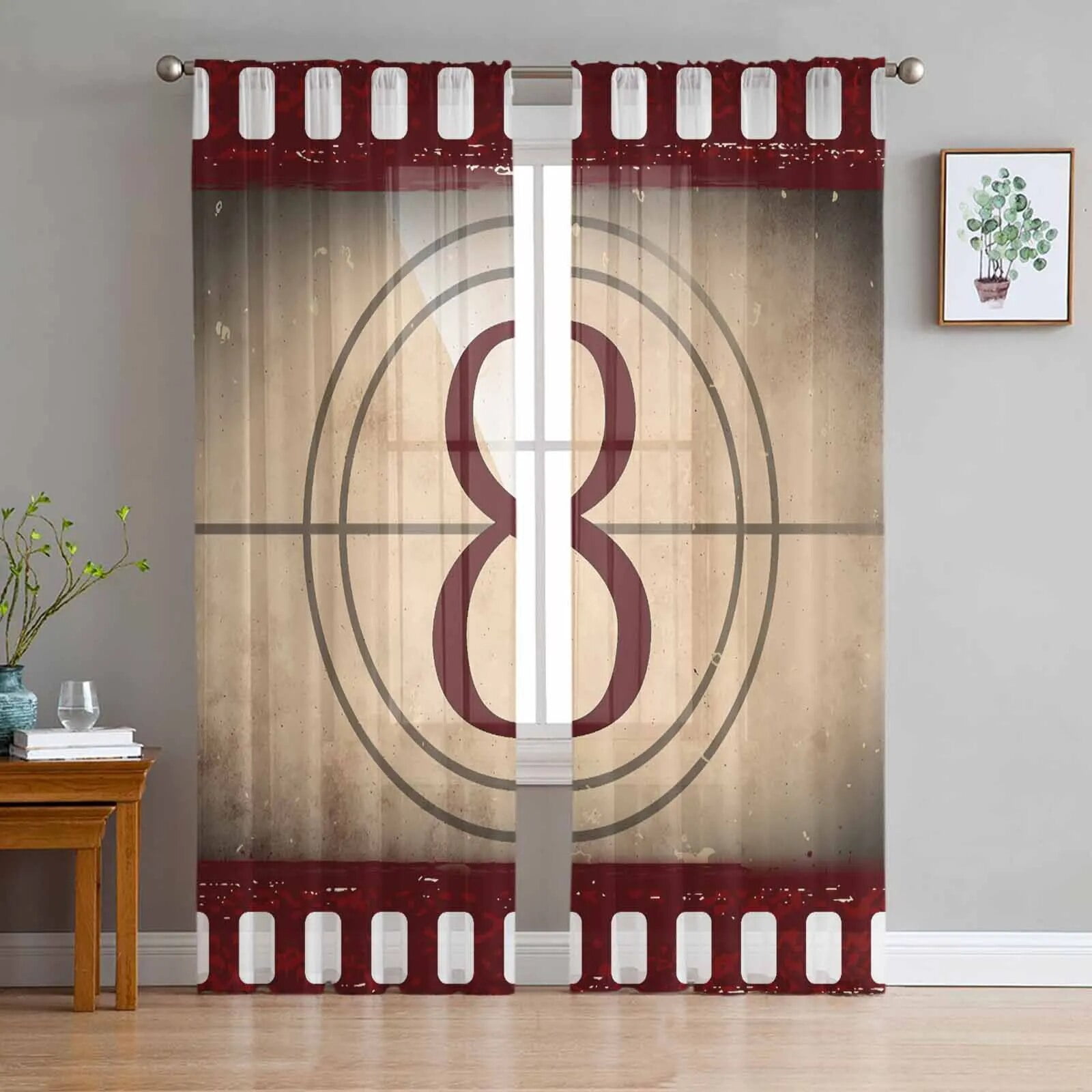 Retro Digital Movie Film Outdated Sheer Curtains for Kids Bedroom ...