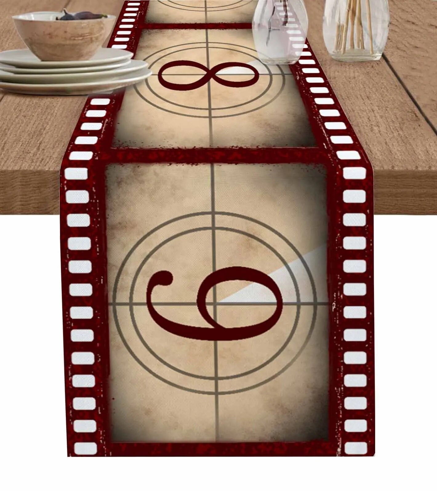 Retro Digital Movie Film Outdated Table Runner For Kitchen Table Cover ...