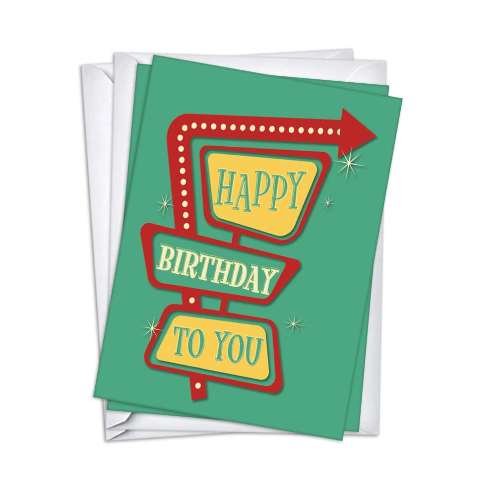 Retro Diner Sign Mens Birthday Greeting Cards | 2 Pack Set (5x7 ...