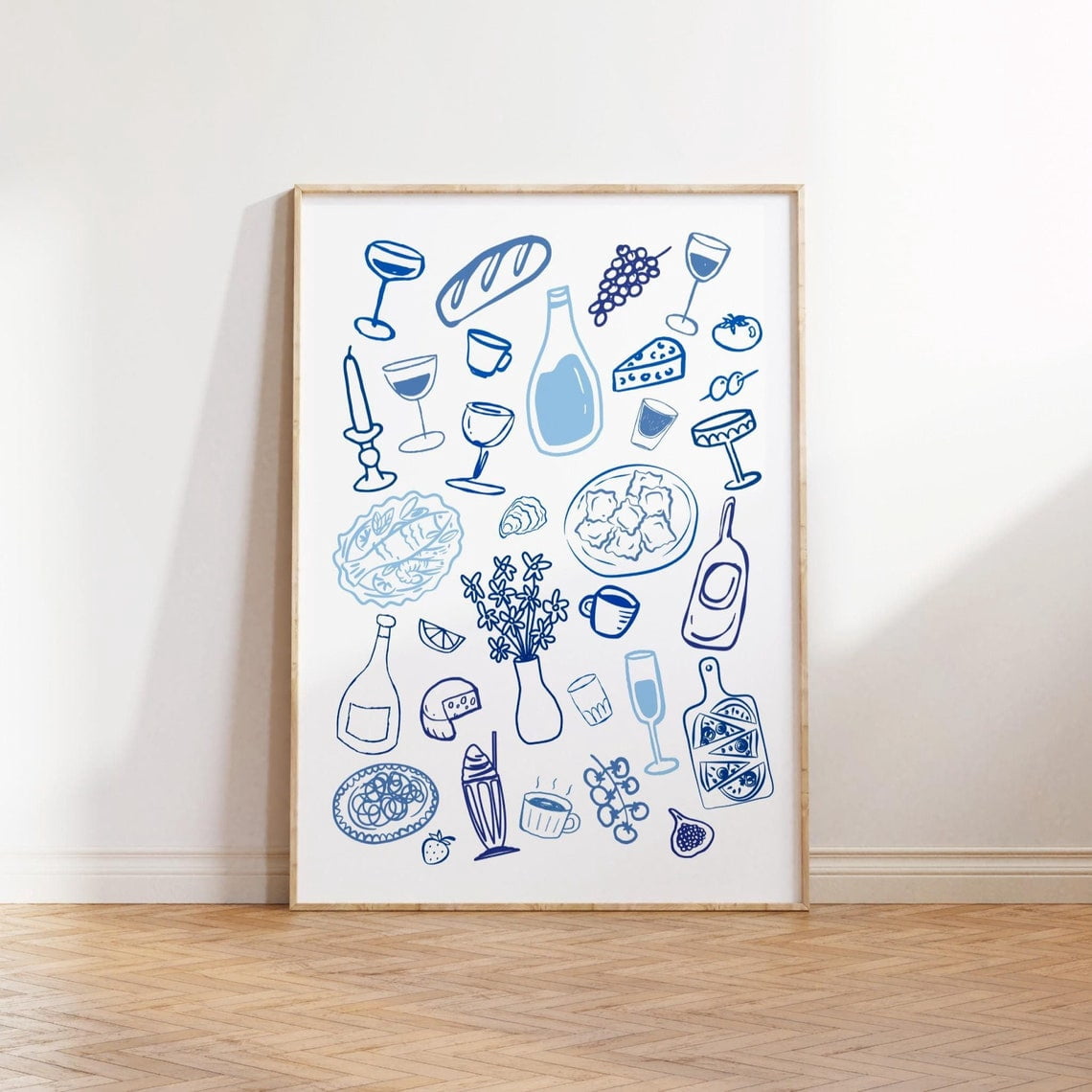 Retro Dinner Table Foodie Wall Art Print, Vintage Kitchen Home Decor ...
