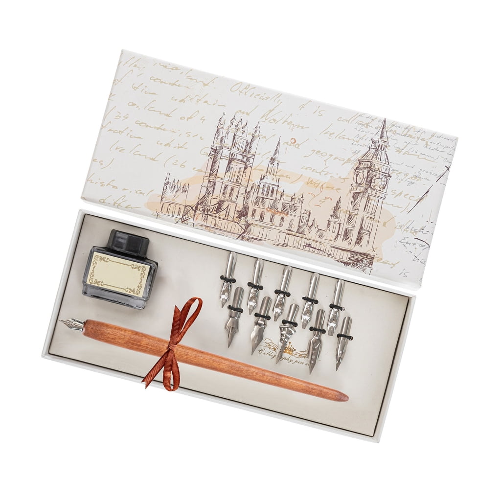 Retro Dip Pen Holder with Nibs English Writing Dip Pen Point Holder ...