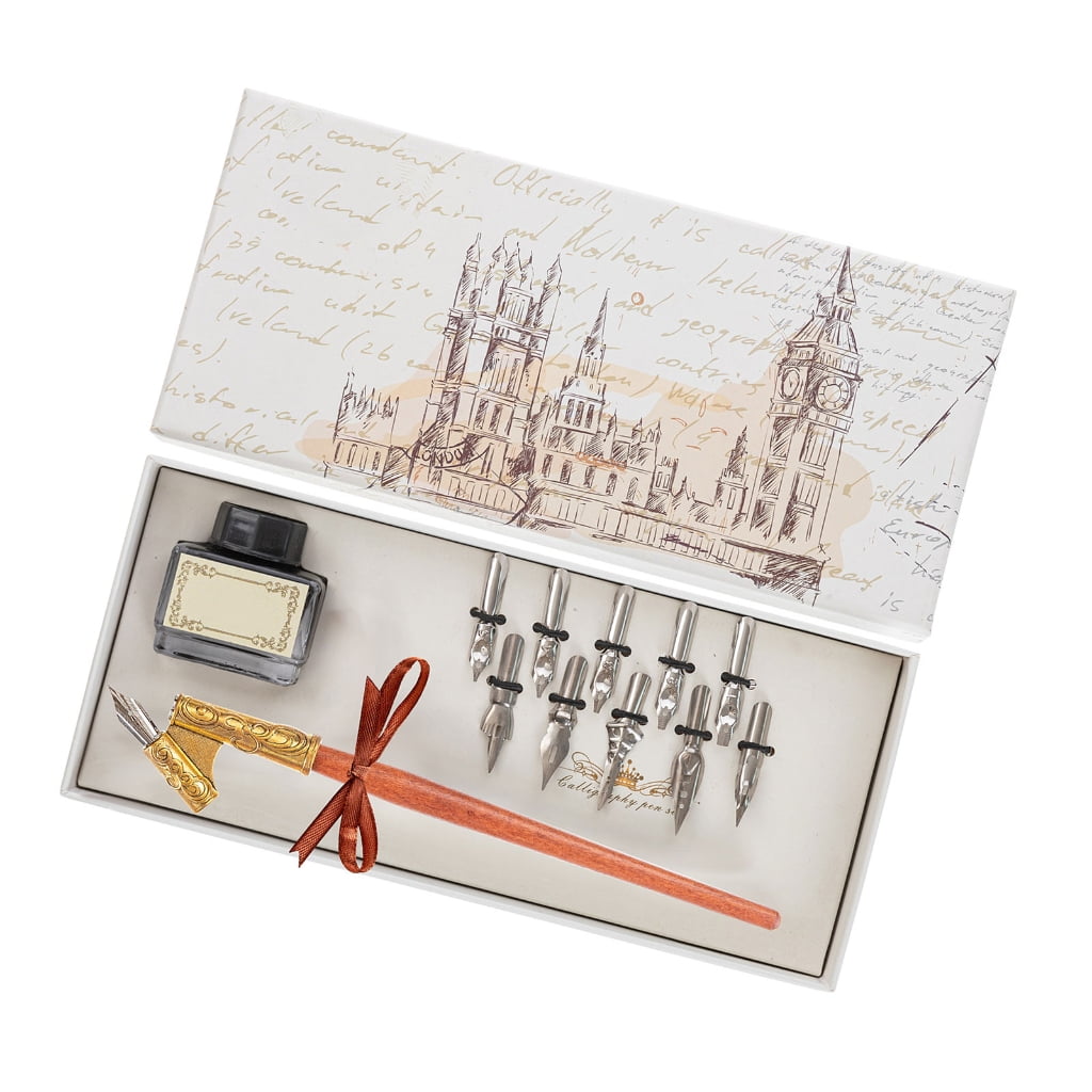 Retro Dip Pen Holder with Nibs English Writing Dip Pen Point Holder ...