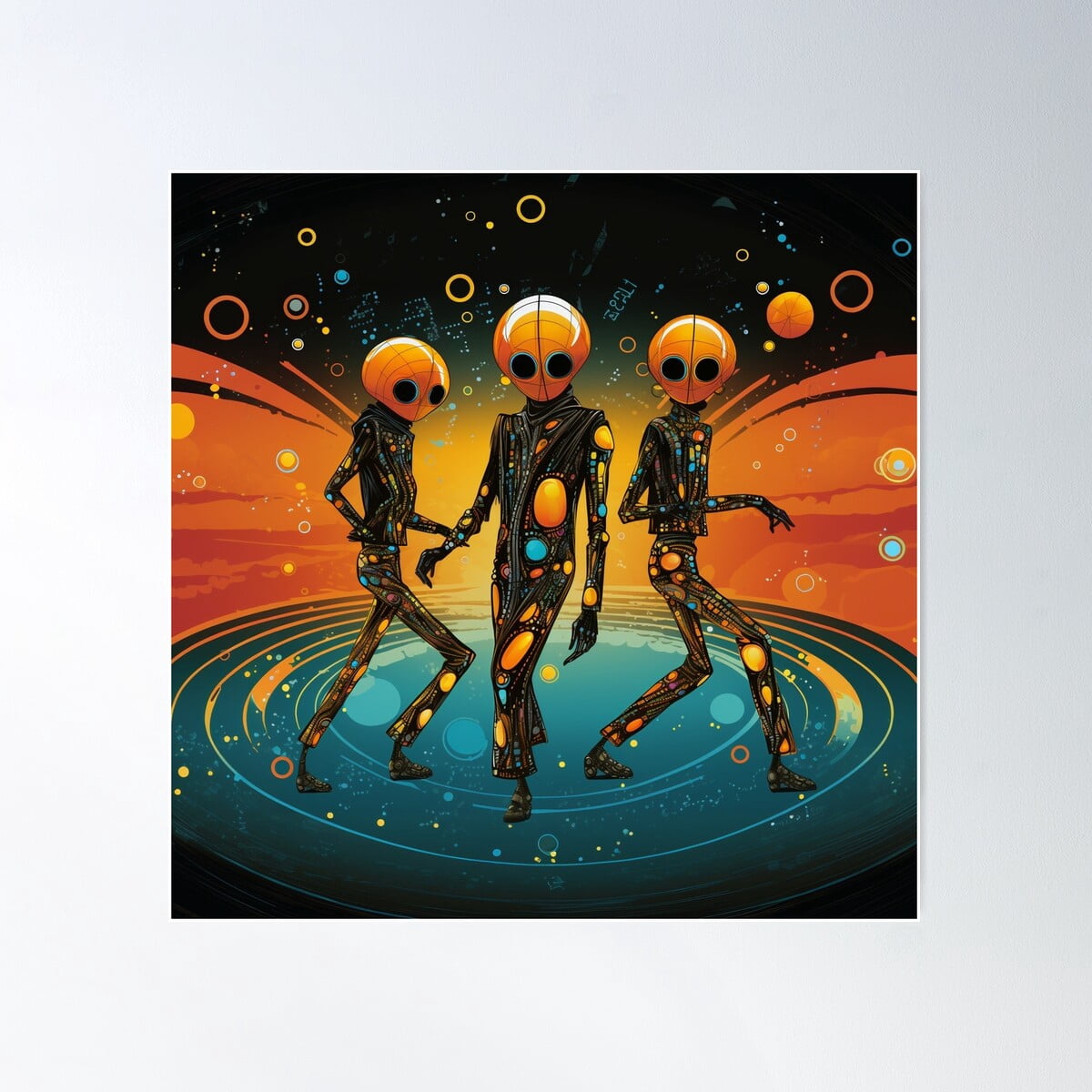 Retro Disco Aliens Poster Wall Art, Modern Wall Decor For Living Room ...