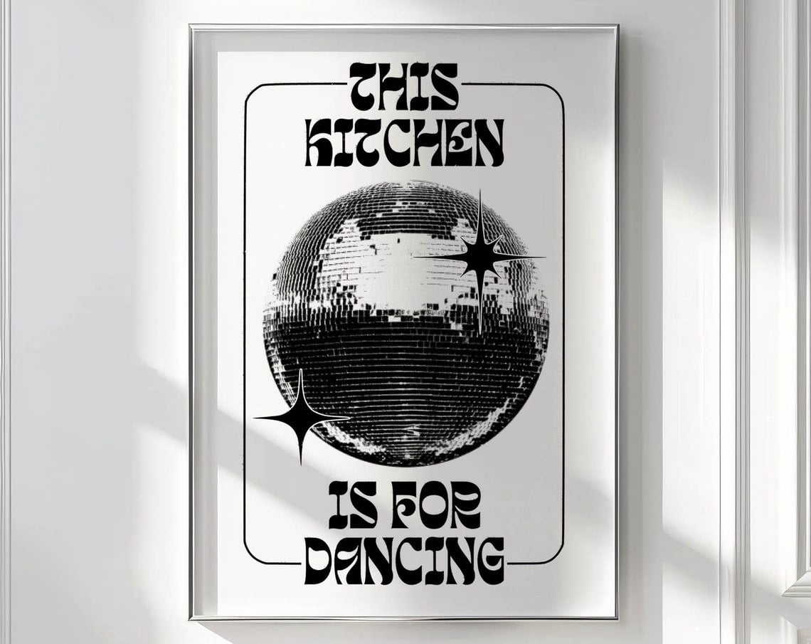 Retro Disco Art Print Groovy Kitchen Decor, Trendy 70S Style Posters ...