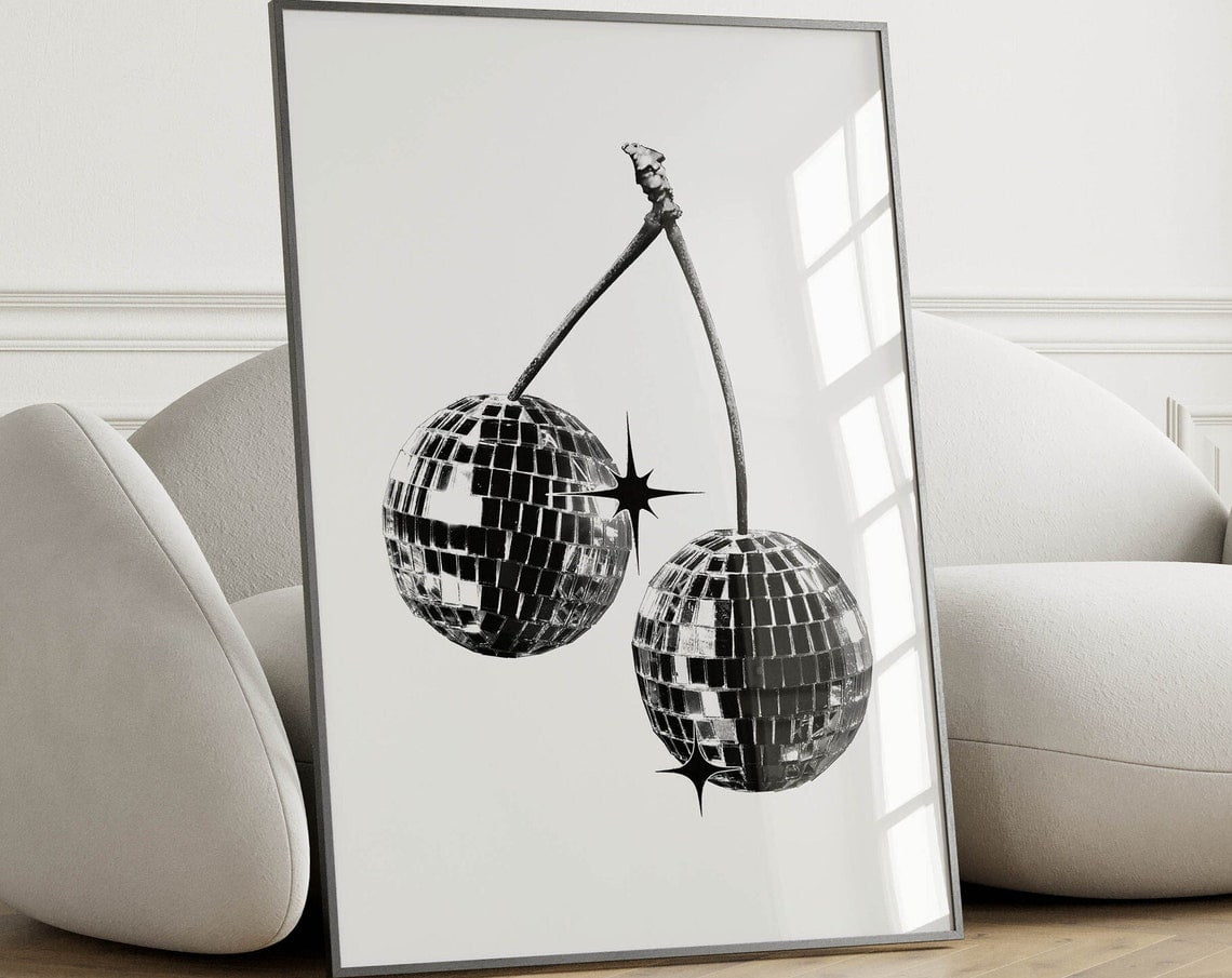 Retro Disco Art Print Out Poster Funky Disco Decor, Cherry Fruit Print ...