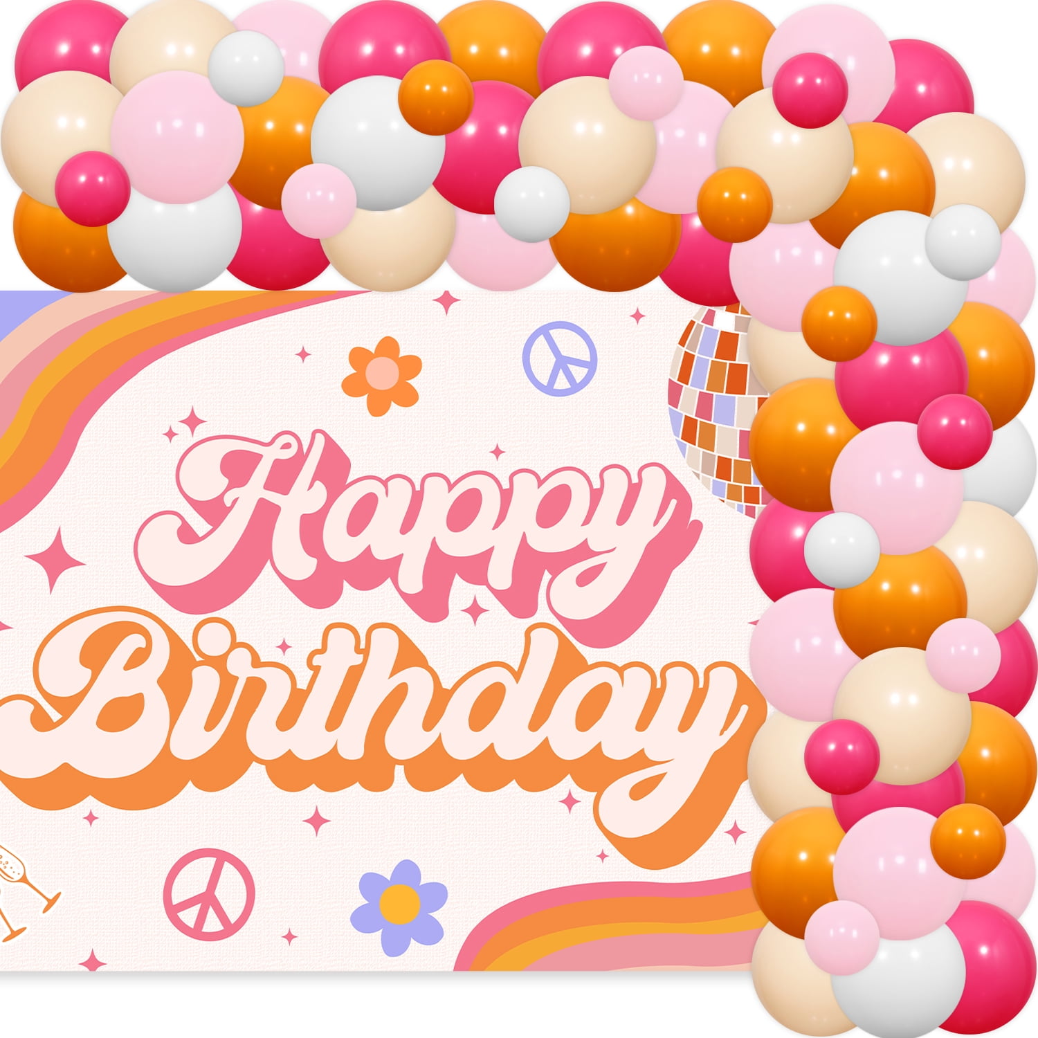 COLORFUL Retro Disco Birthday Party Decorations & Balloon Arch Kit for ...