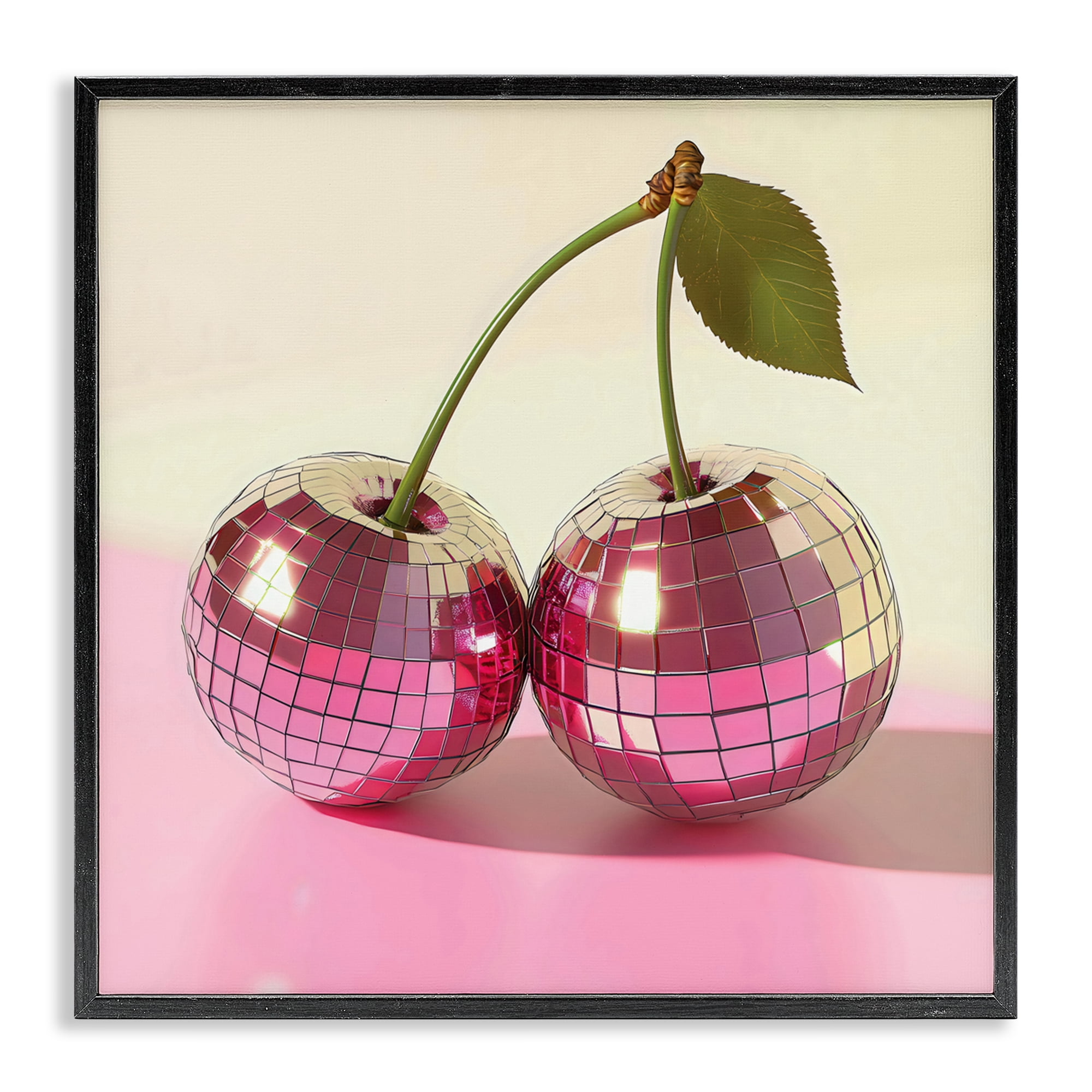 Stupell Industries Retro Disco Cherries Gleam Black Framed Giclee Art ...