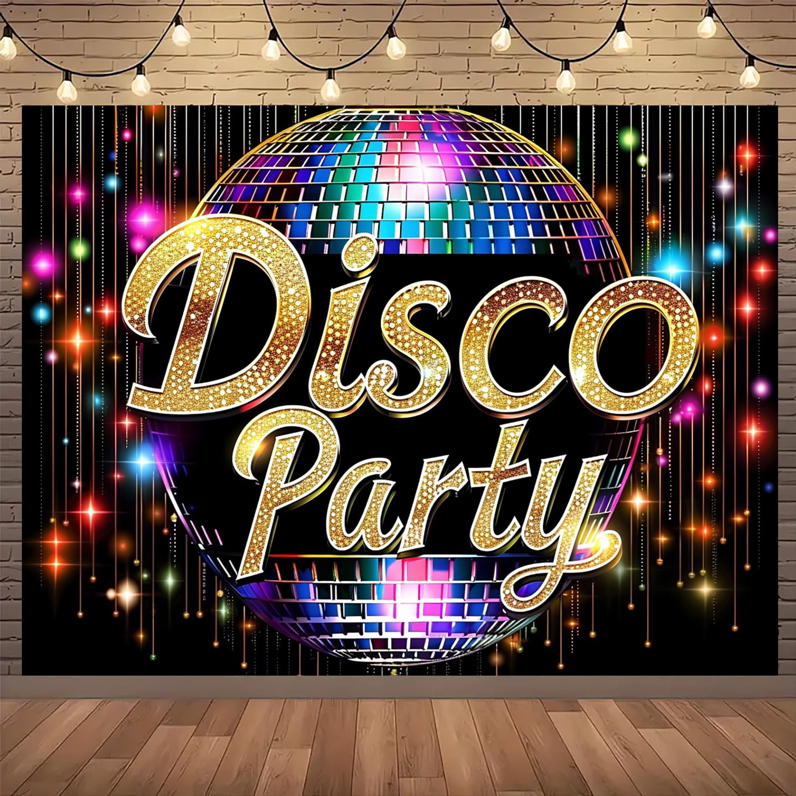 Retro Disco Party Backdrop 70s 80s 90s Glow in the Dark Wall Banner ...