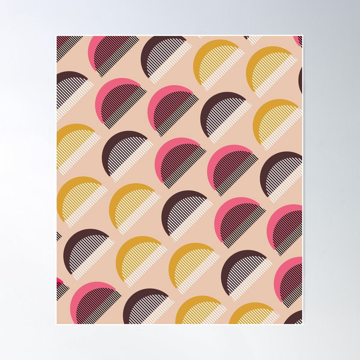 Retro Disco Shapes Poster Wall Art, Modern Wall Decor For Living Room ...