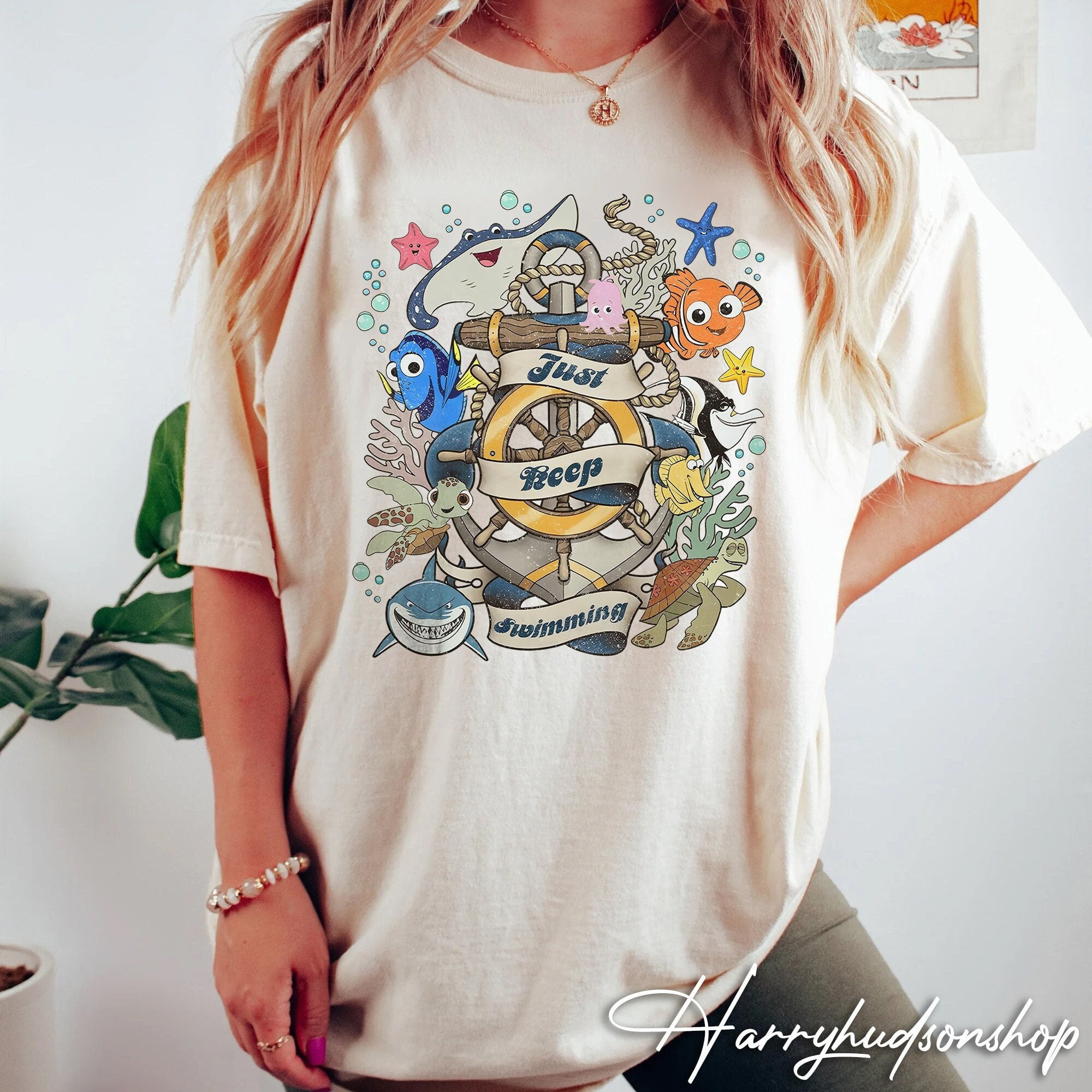 Retro Disney Finding Nemo Characters Just Keep Swimming Shirt, Retro ...