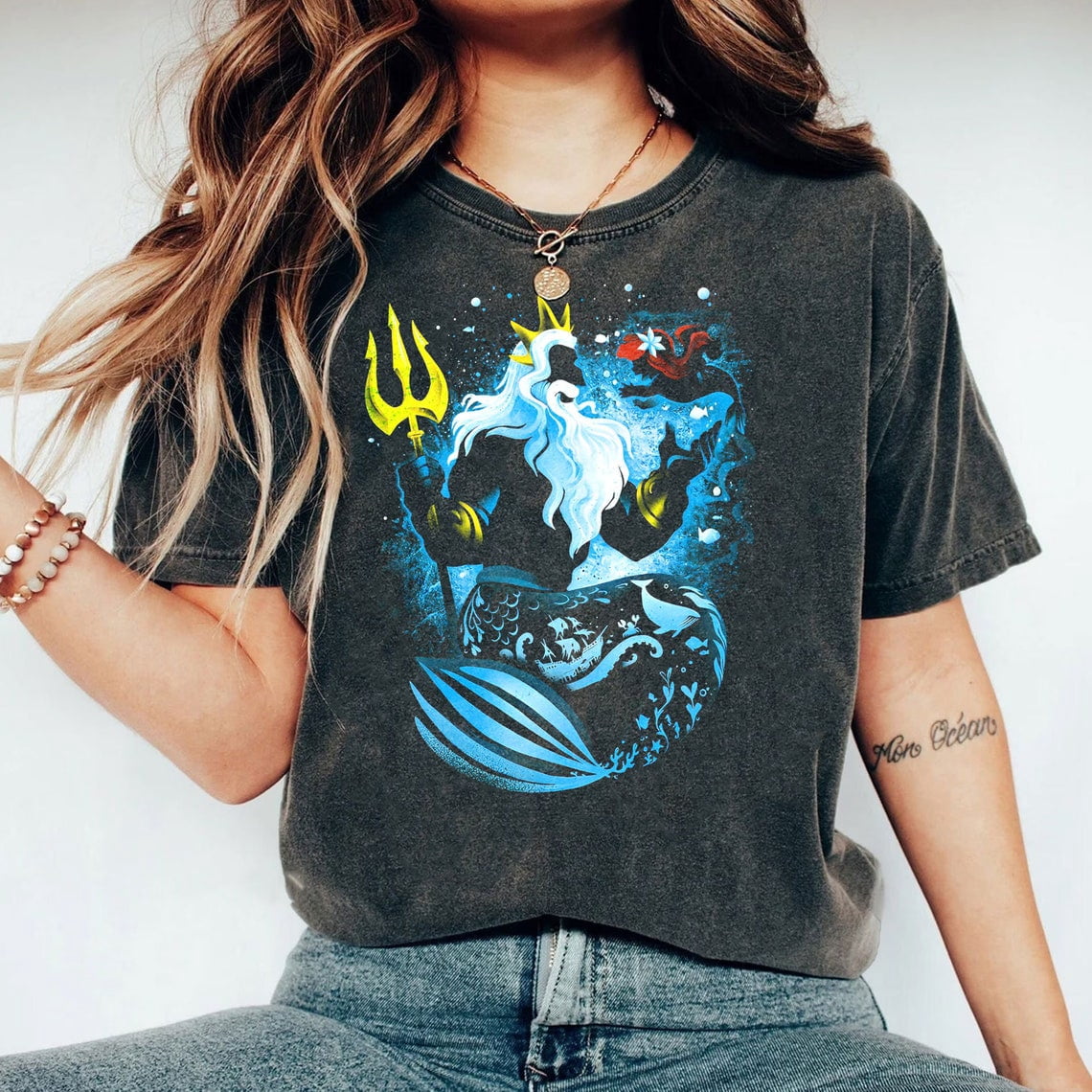 Retro Disney King Triton Portrait Shirt, Disney The Little Mermaid ...