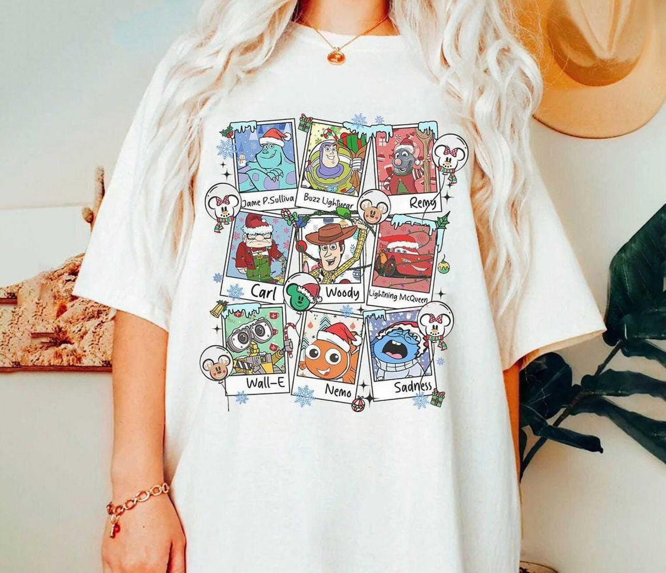 Retro Disney Pixar Characters Christmas Photos Shirt, Toy Story, Cars ...