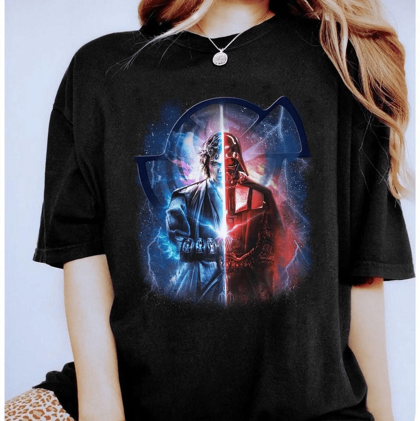 Retro Disney Star Wars Dark Side Tee – Anakin Skywalker & Darth Vader Lightsaber Design ...