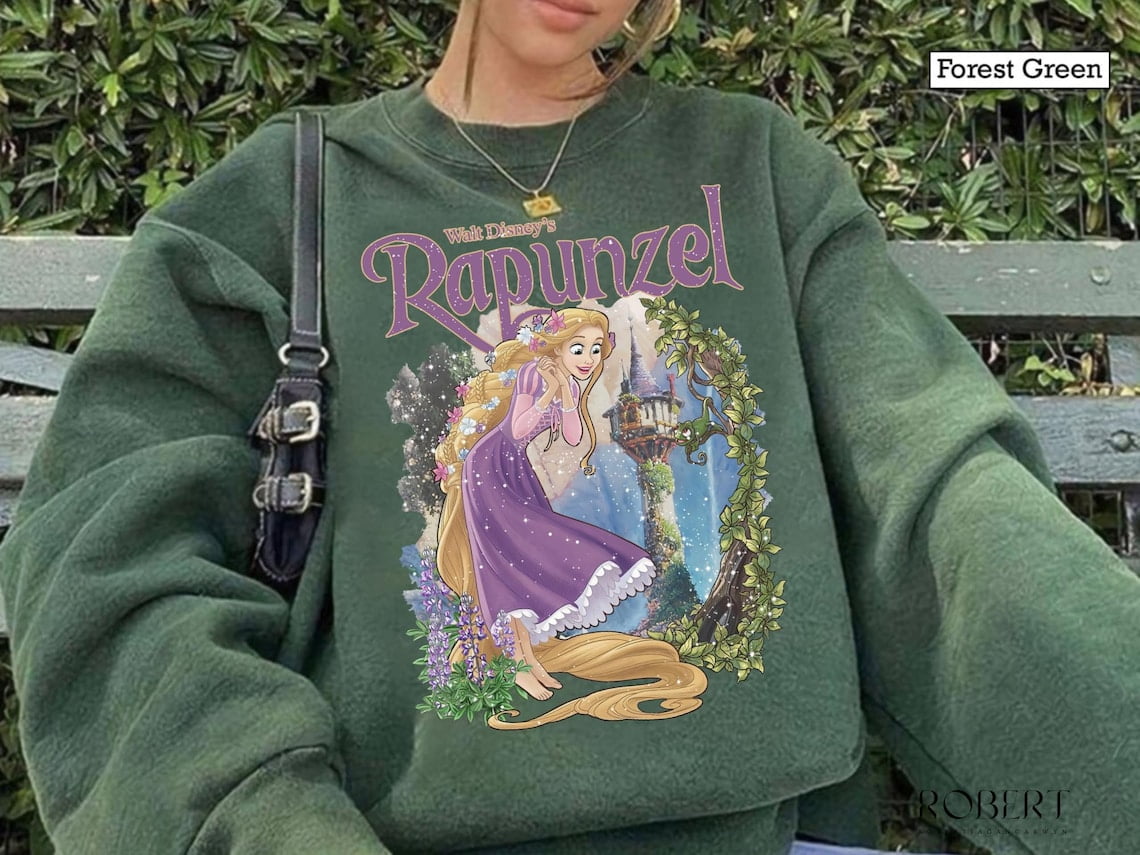 Retro Disney Tangled Rapunzel Floral Comfort Color SweatShirt, Disney ...
