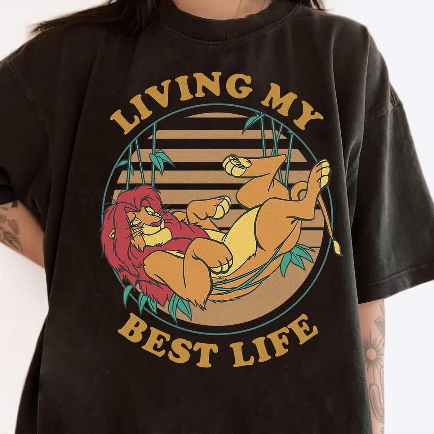 Retro Disney The Lion King Mufasa and Simba Living My Best Life T-Shirt ...