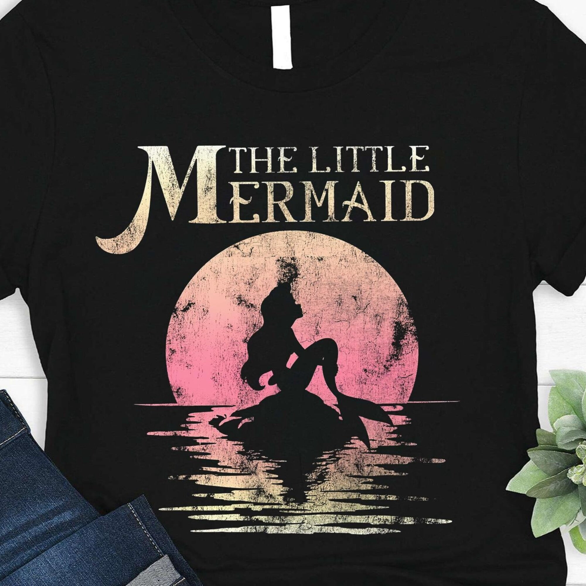 Retro Disney The Little Mermaid Shirt Disney Ariel Rock Moon Silhouette ...
