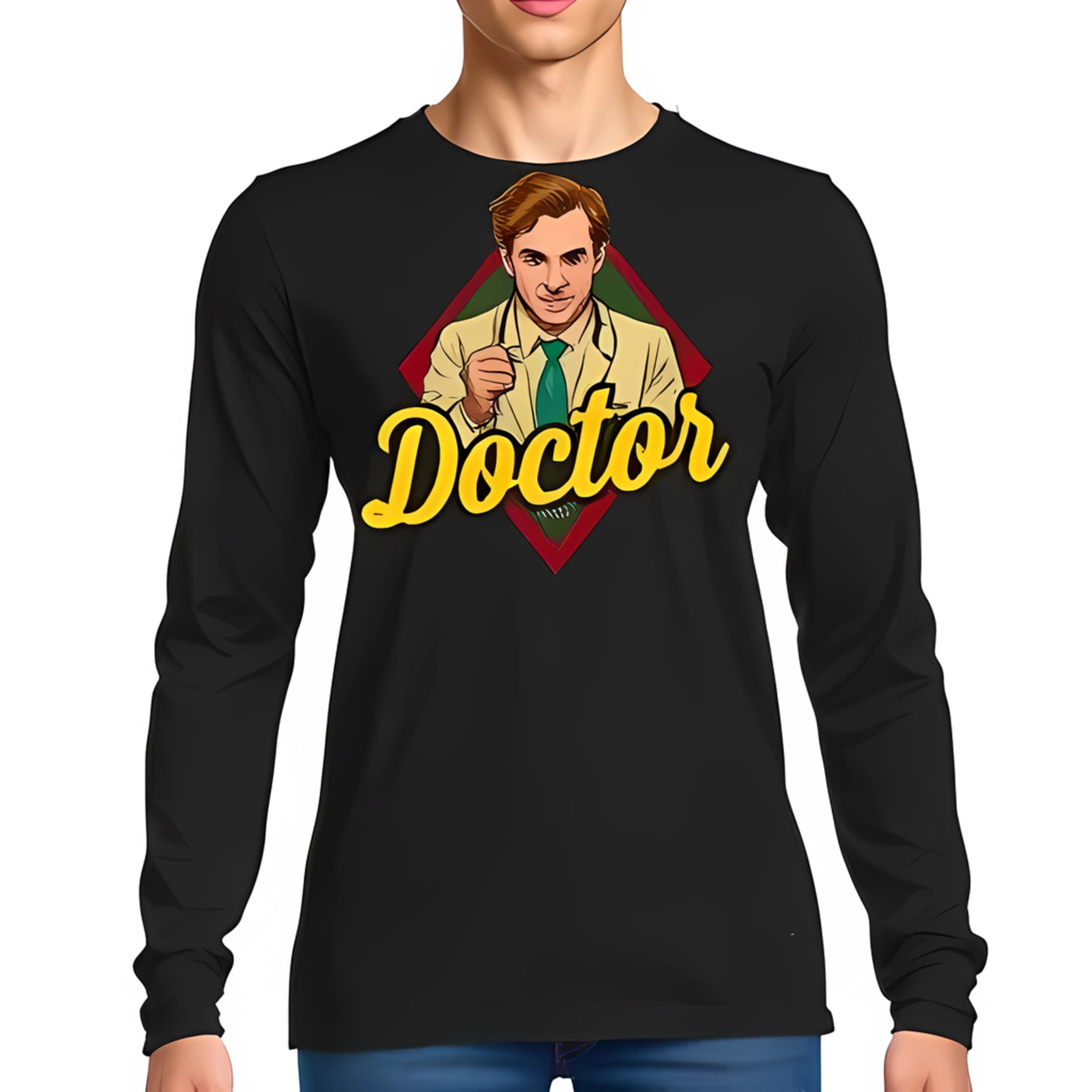 Retro Doctor Long Sleeve T-Shirt for Men Women - Vintage Graphic Design ...